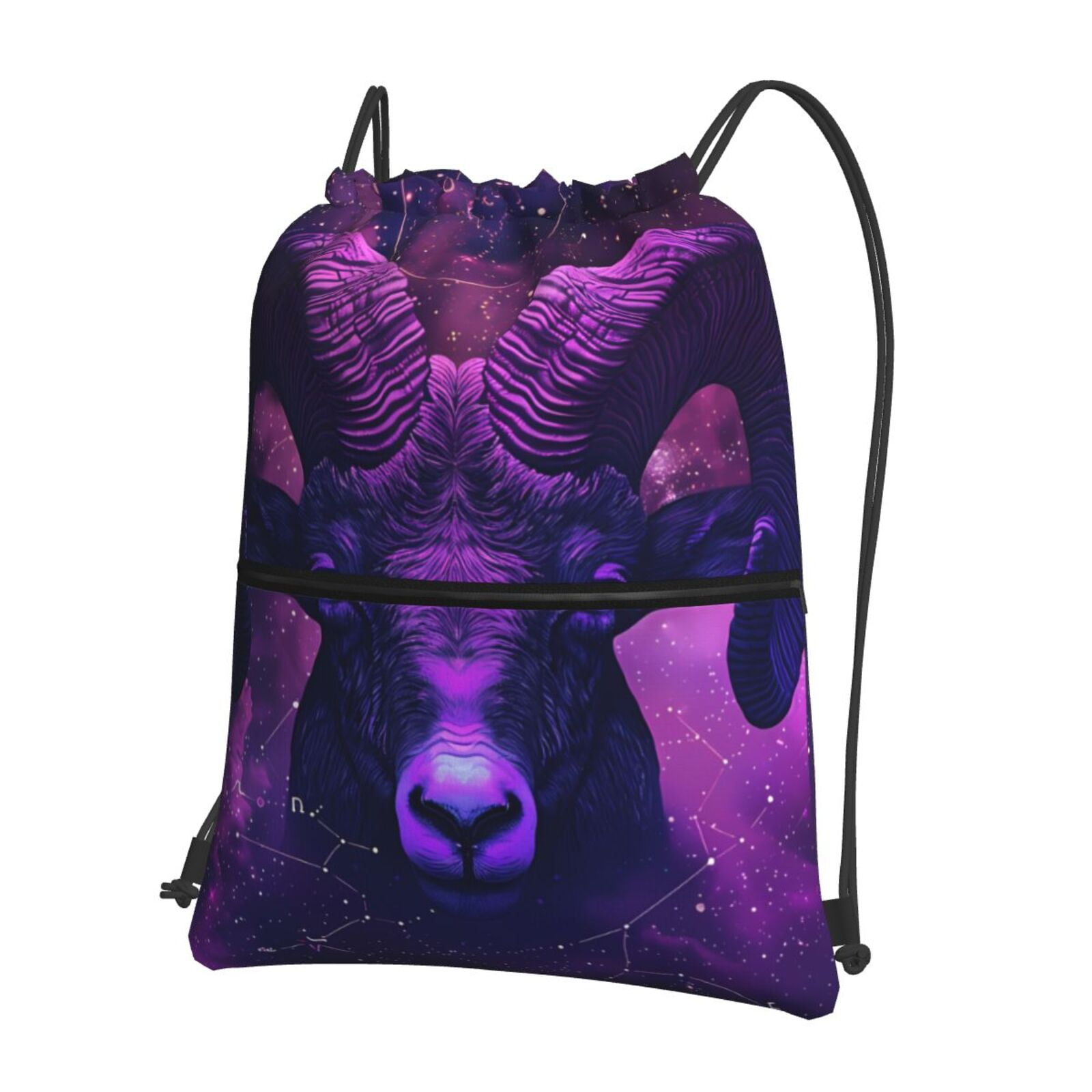 Rocae Purple Starry Sky Antelope for Drawstring zipper Backpack Gym ...
