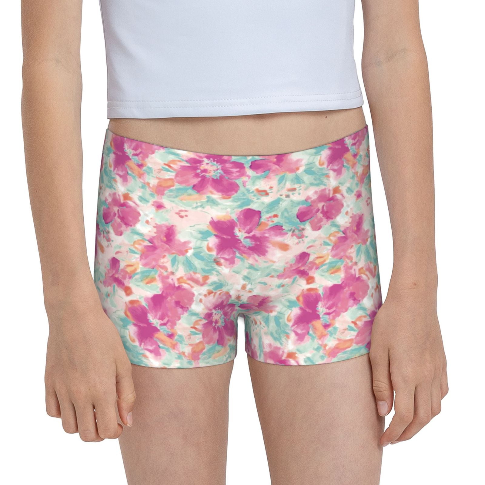 Rocae Purple Watercolor Flowers for Girls' Cotton Boxer Briefs, Soft ...