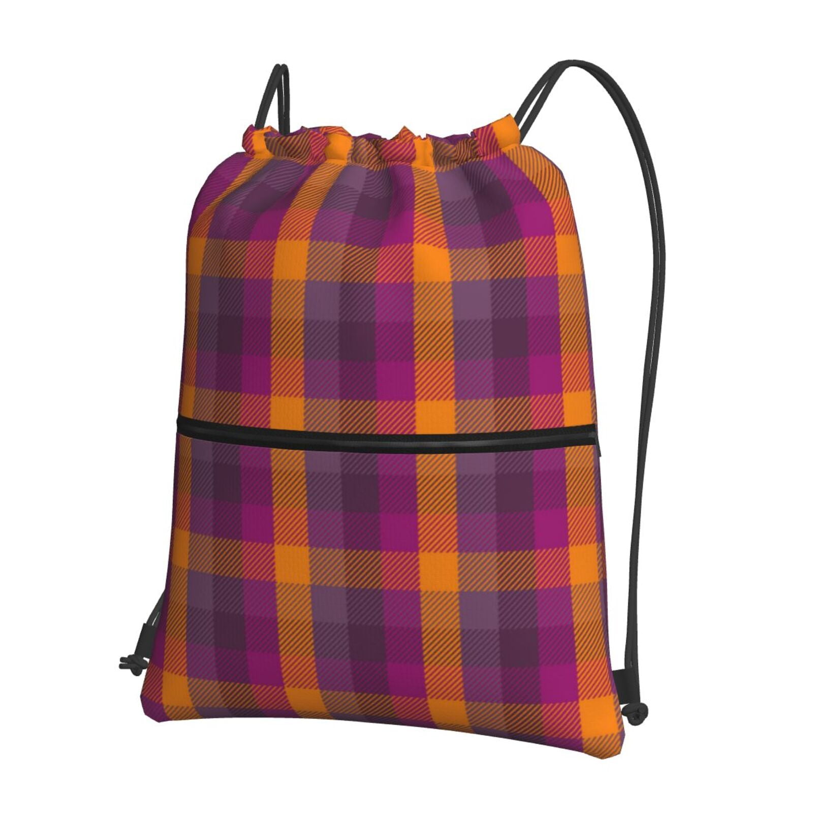 Rocae Purple Yellow Buffalo Plaid for Drawstring zipper Backpack Gym ...