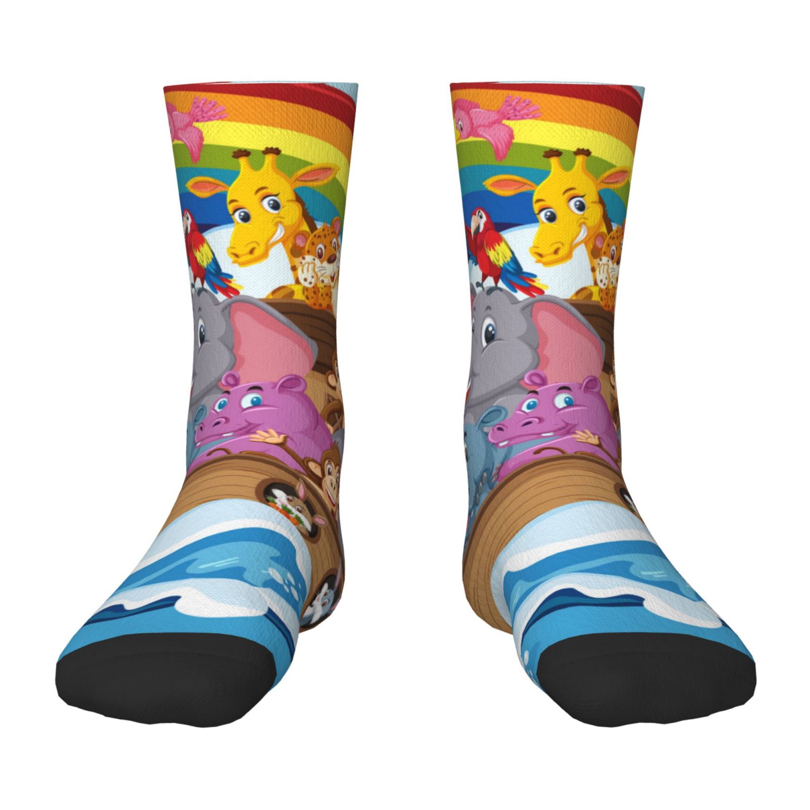 Rocae Rainbow Animals on Noah's Ark for Girls Boys Crew Socks,Children ...