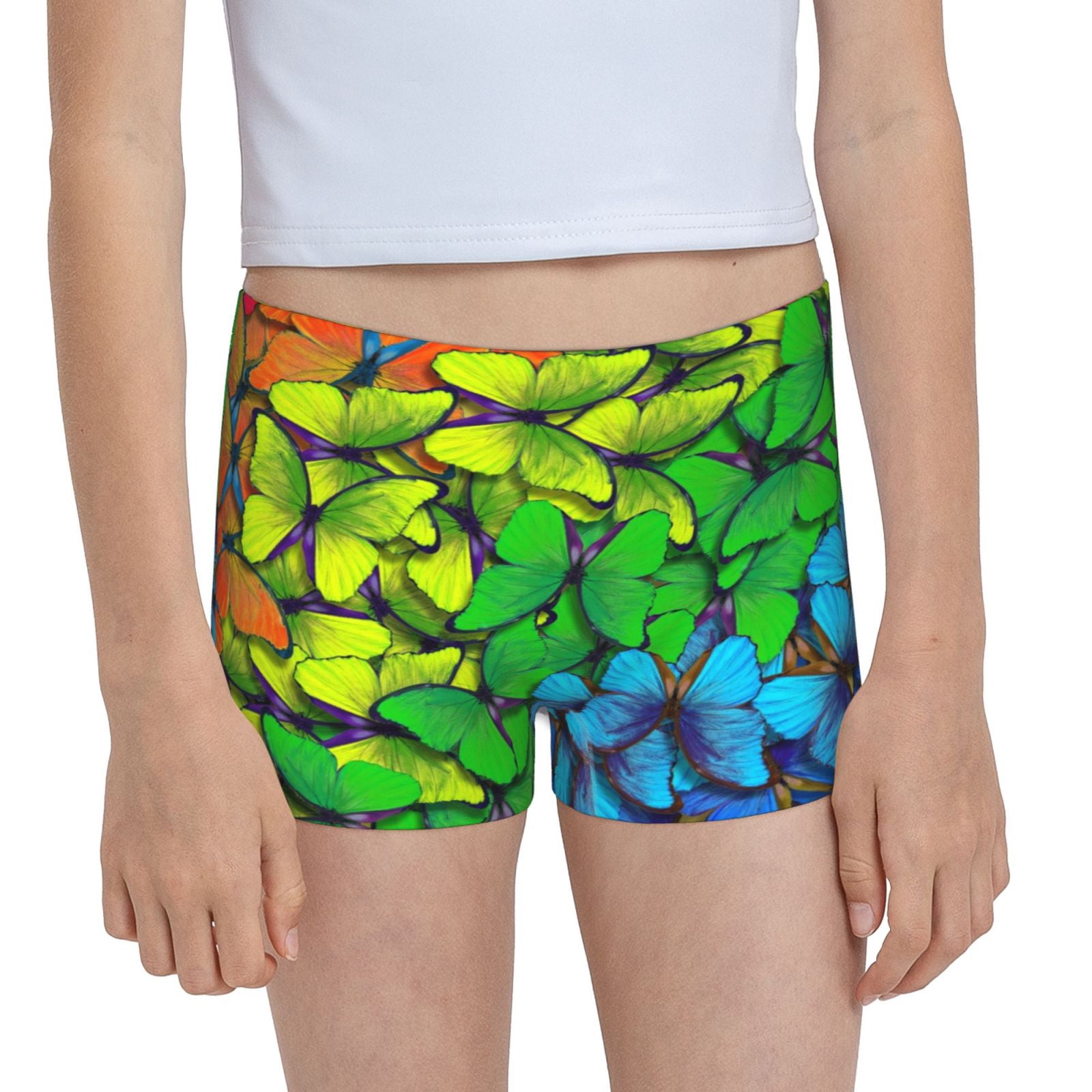 Rocae Rainbow Butterflies for Girls' Cotton Boxer Briefs, Soft Mid-rise ...