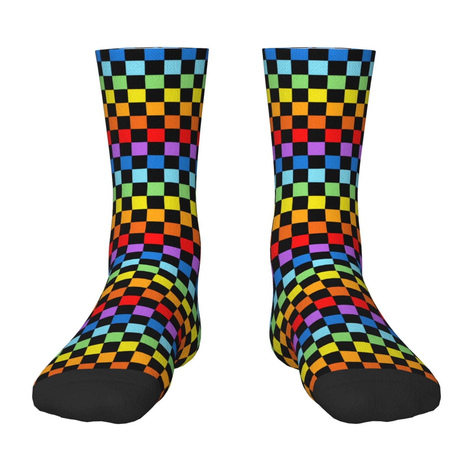 Rocae Rainbow Chequerboard for Girls Boys Crew Socks,Children's Socks ...