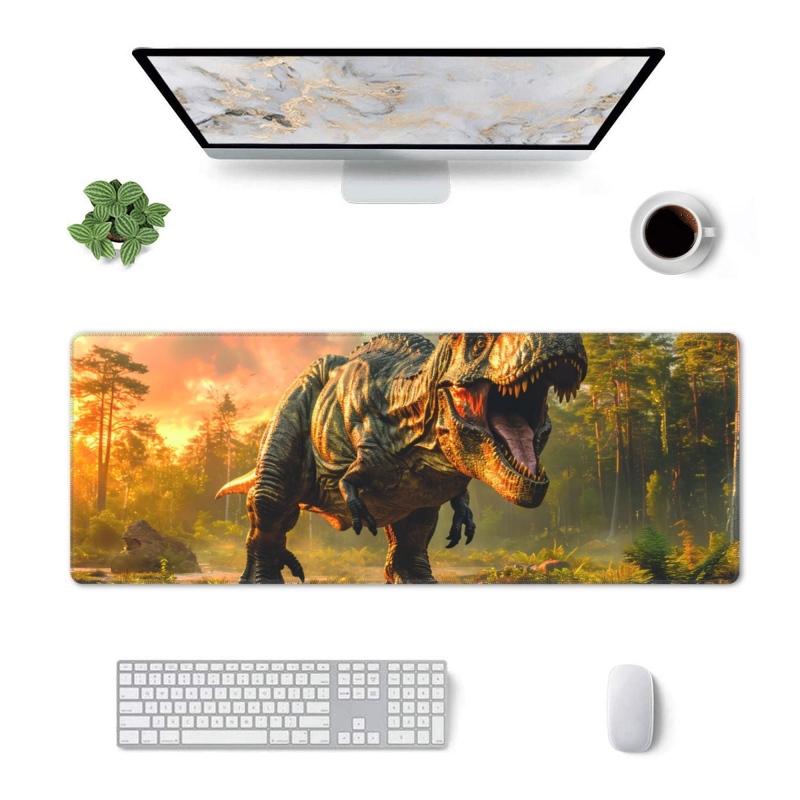 Rocae Realistic Style Forest Dinosaur for Gaming Mouse Pad, Mouse Pad ...