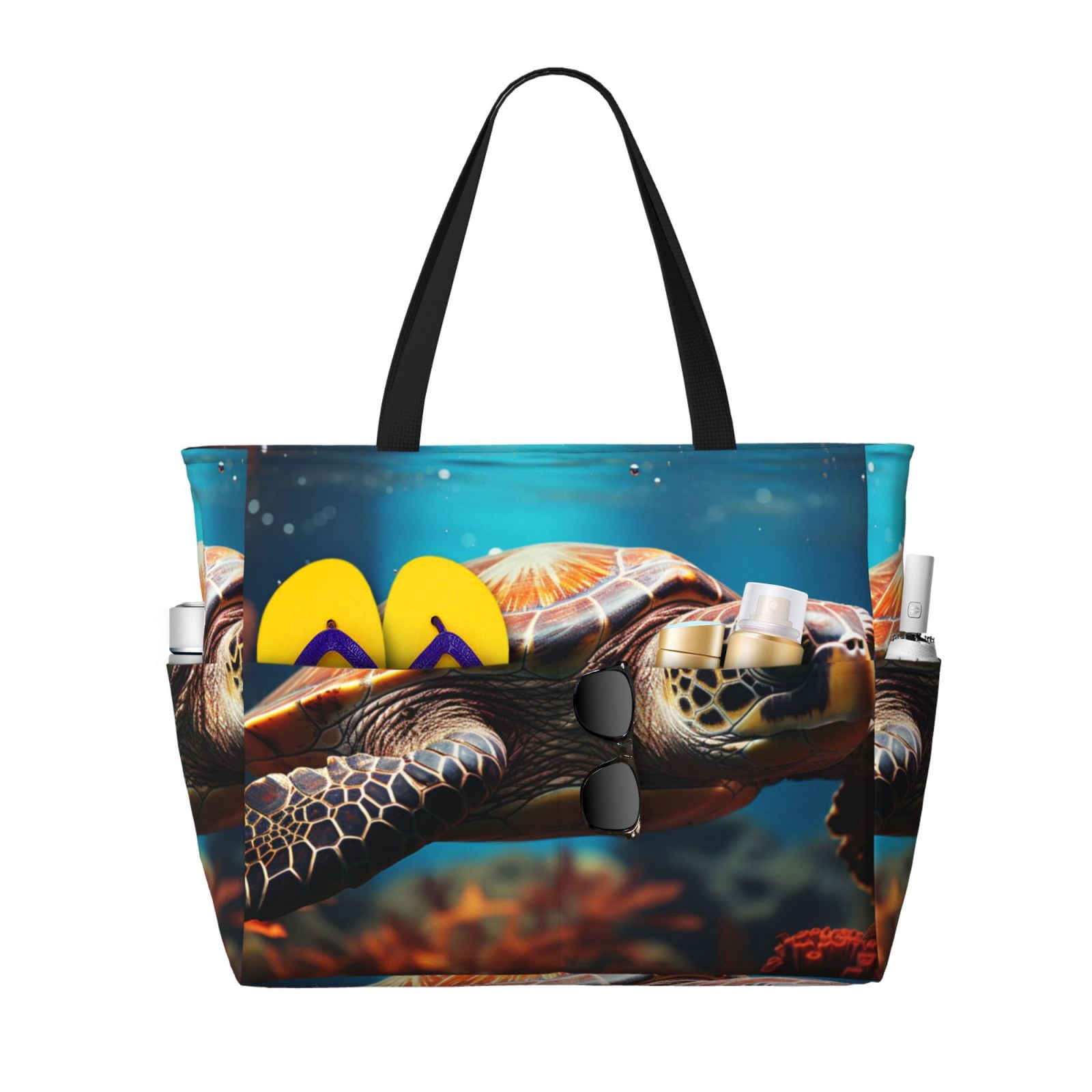 Rocae Realistic Turtle for Large Women's Waterproof Beach Bag Tote with ...