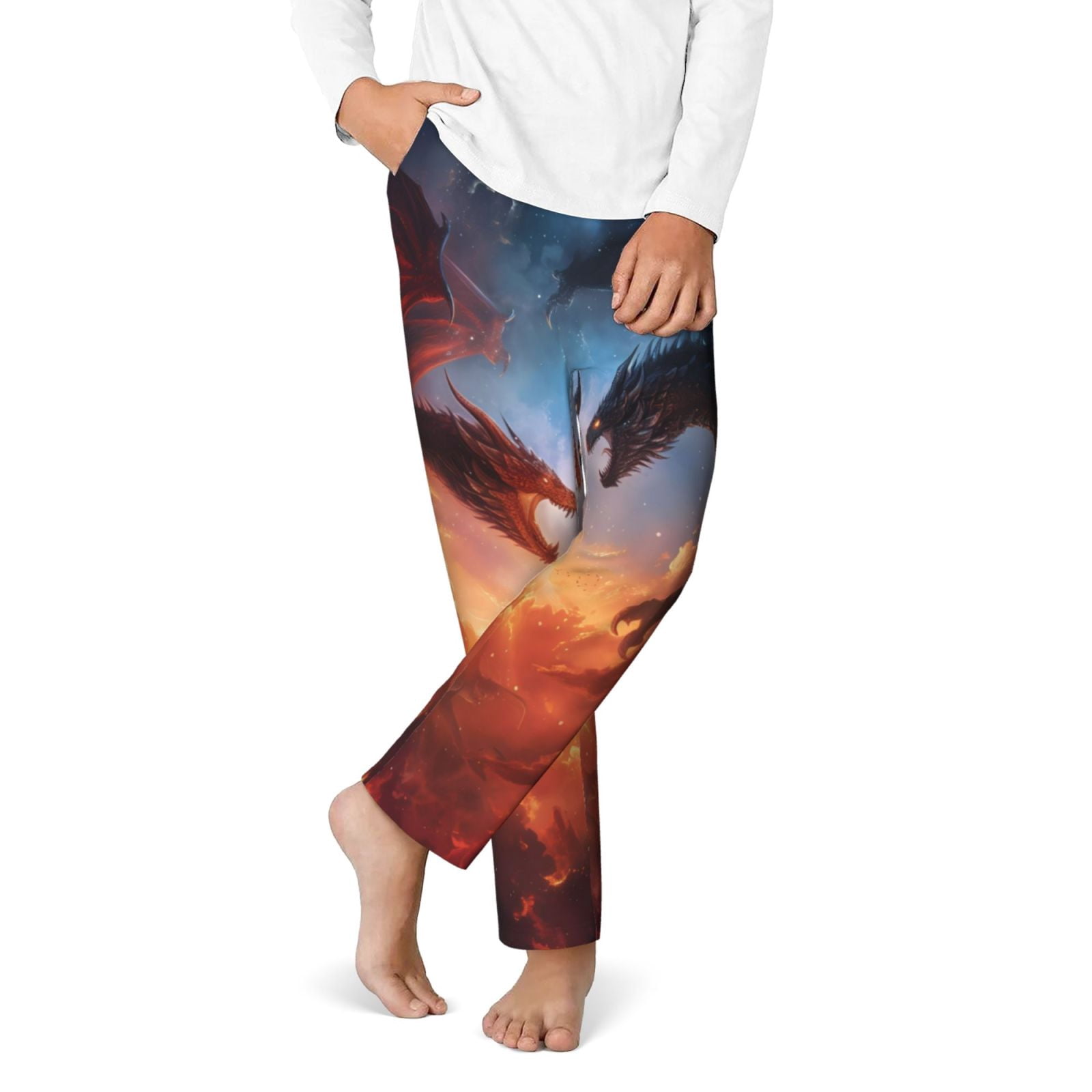 Rocae Red And Blue Fire Cloud Dragon for Teenagers' Pajama Pants,Girls ...