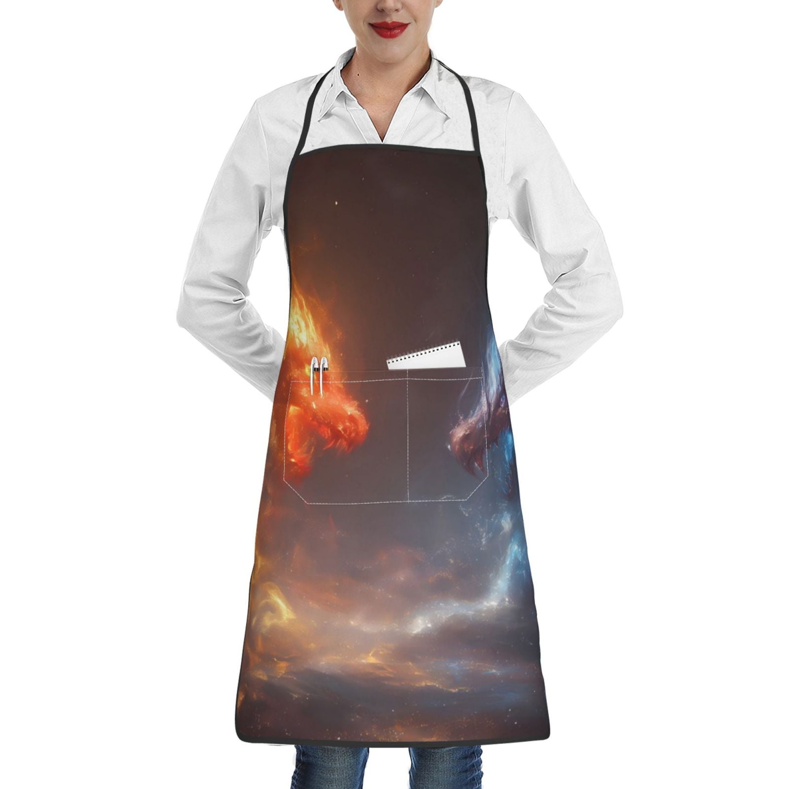 Rocae Red And Blue Fire Dragon D for Kitchen Aprons for Women ...
