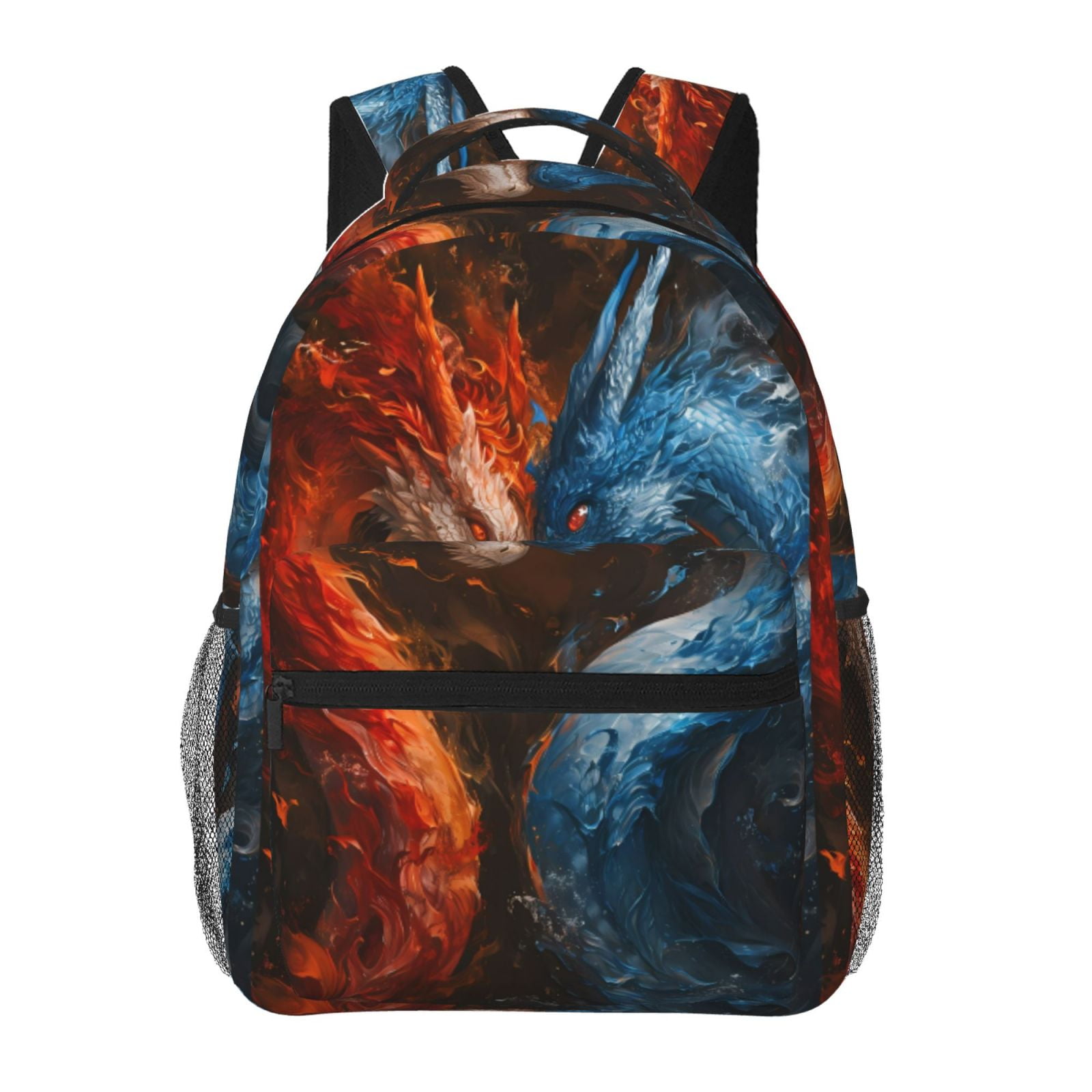 Rocae Red And Blue Fire Dragon F Print Lightweight Casual Backpack ...