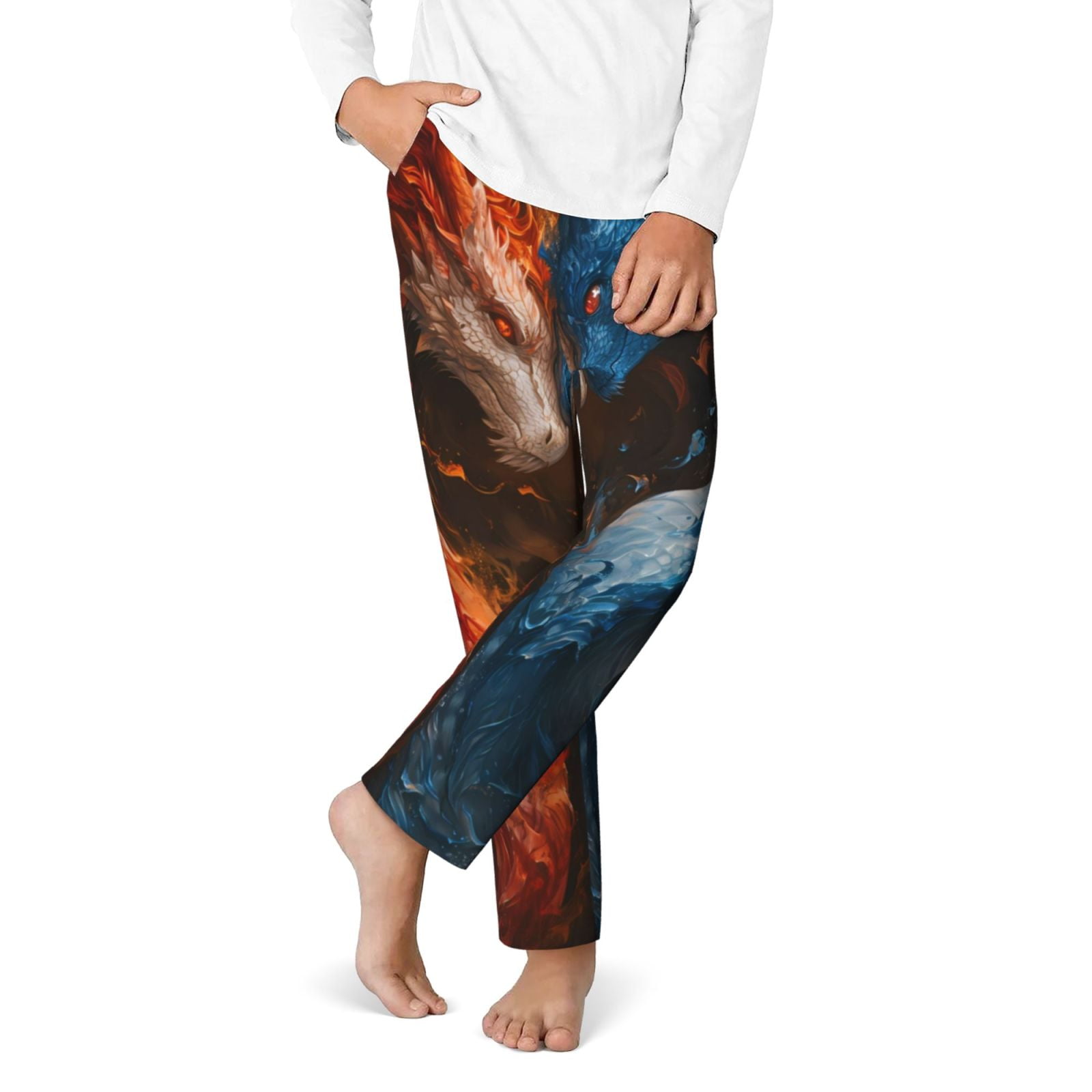 Rocae Red And Blue Fire Dragon F for Teenagers' Pajama Pants,Girls ...