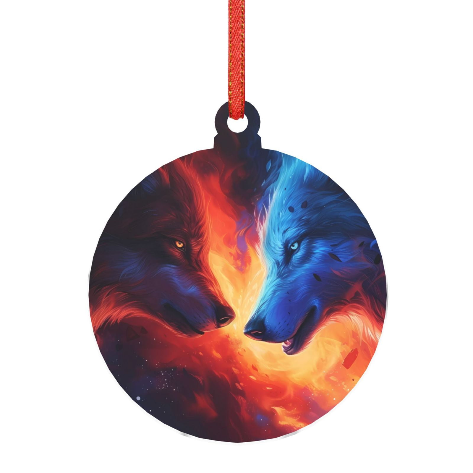 Rocae Red And Blue Fire Wolf for Acrylic Christmas Pendant Ornament for ...