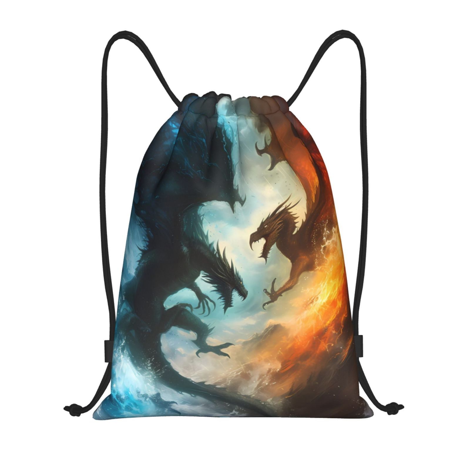 Rocae Red And Blue Flame Wave Dragon for Gym Bag Drawstring Bags Gym ...