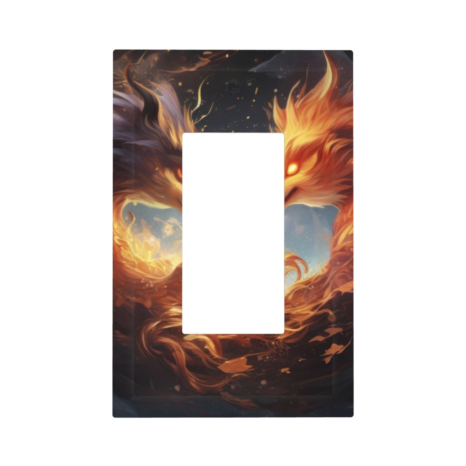 Rocae Red And Gray Flame Fox for Decorator Light Switch or Receptacle ...