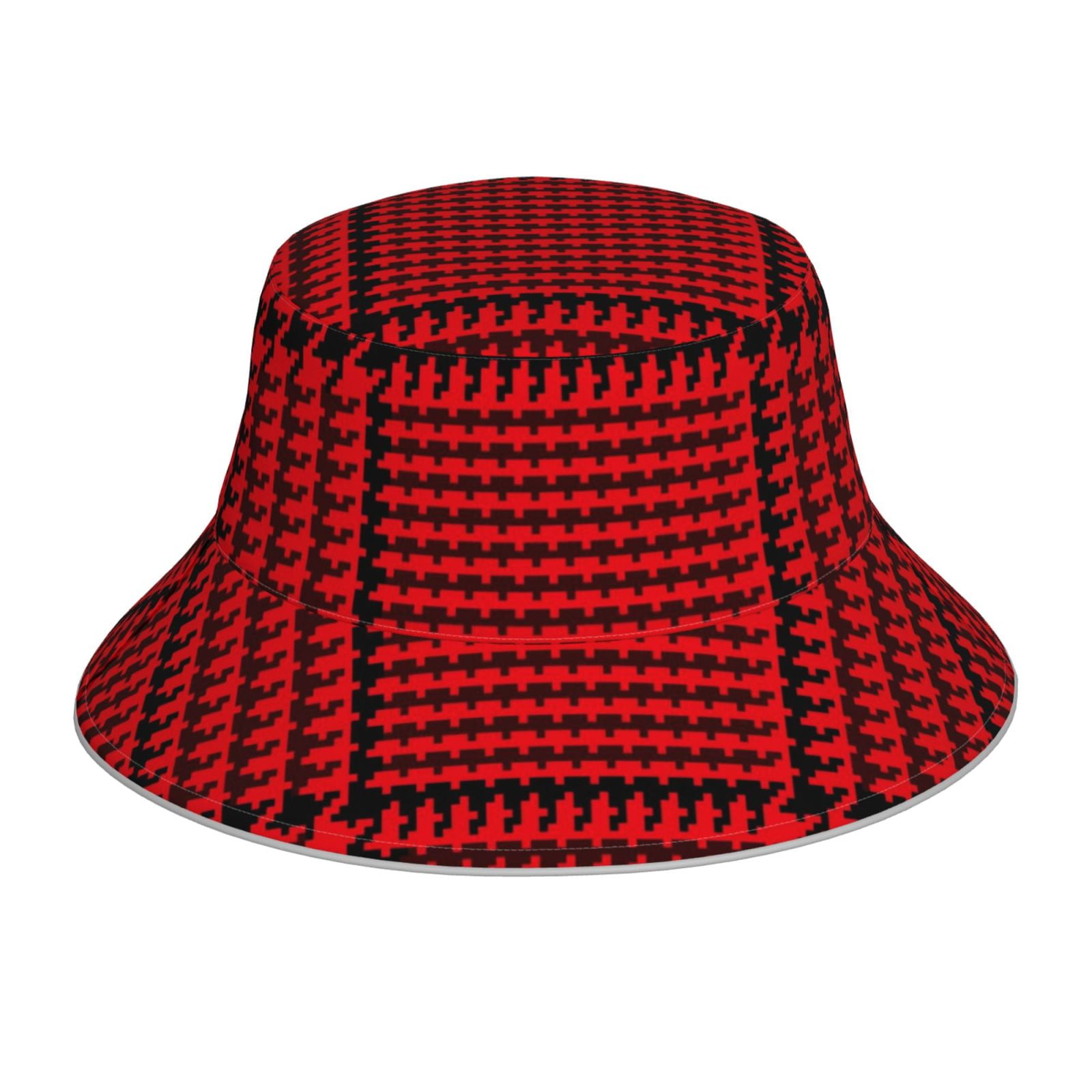 Rocae Red Black Houndstooth for reflective Bucket Hat for Men Women ...