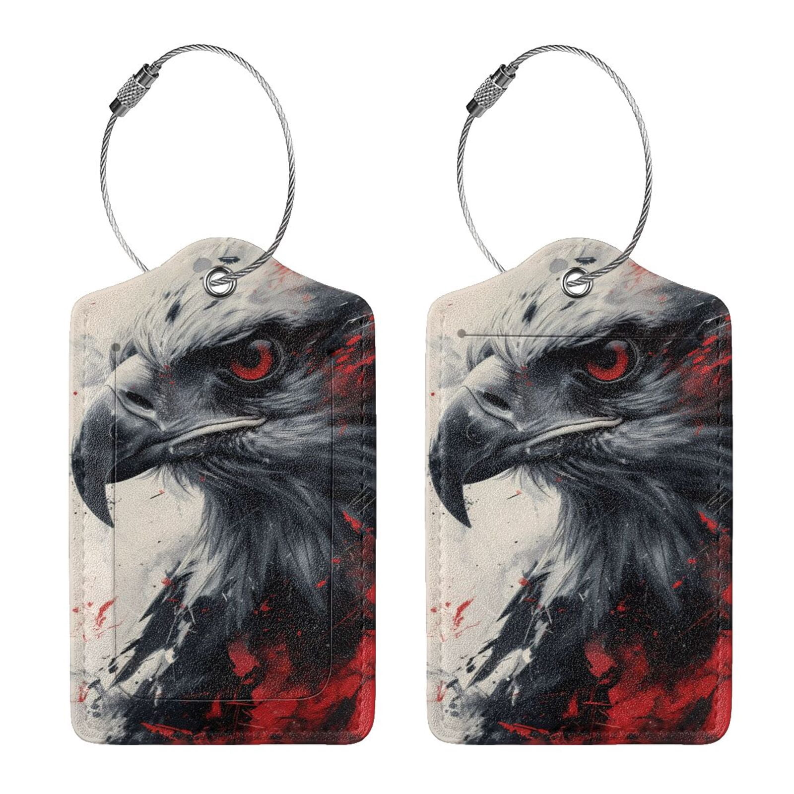 Rocae Red Black Ink Style Bald Eagle for Leather Luggage Baggage Tags ...