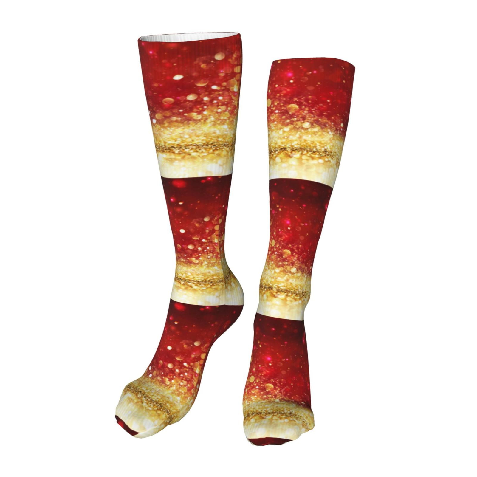 Rocae Red Gold Glitter Novelty Casual compression Socks For Women Men ...