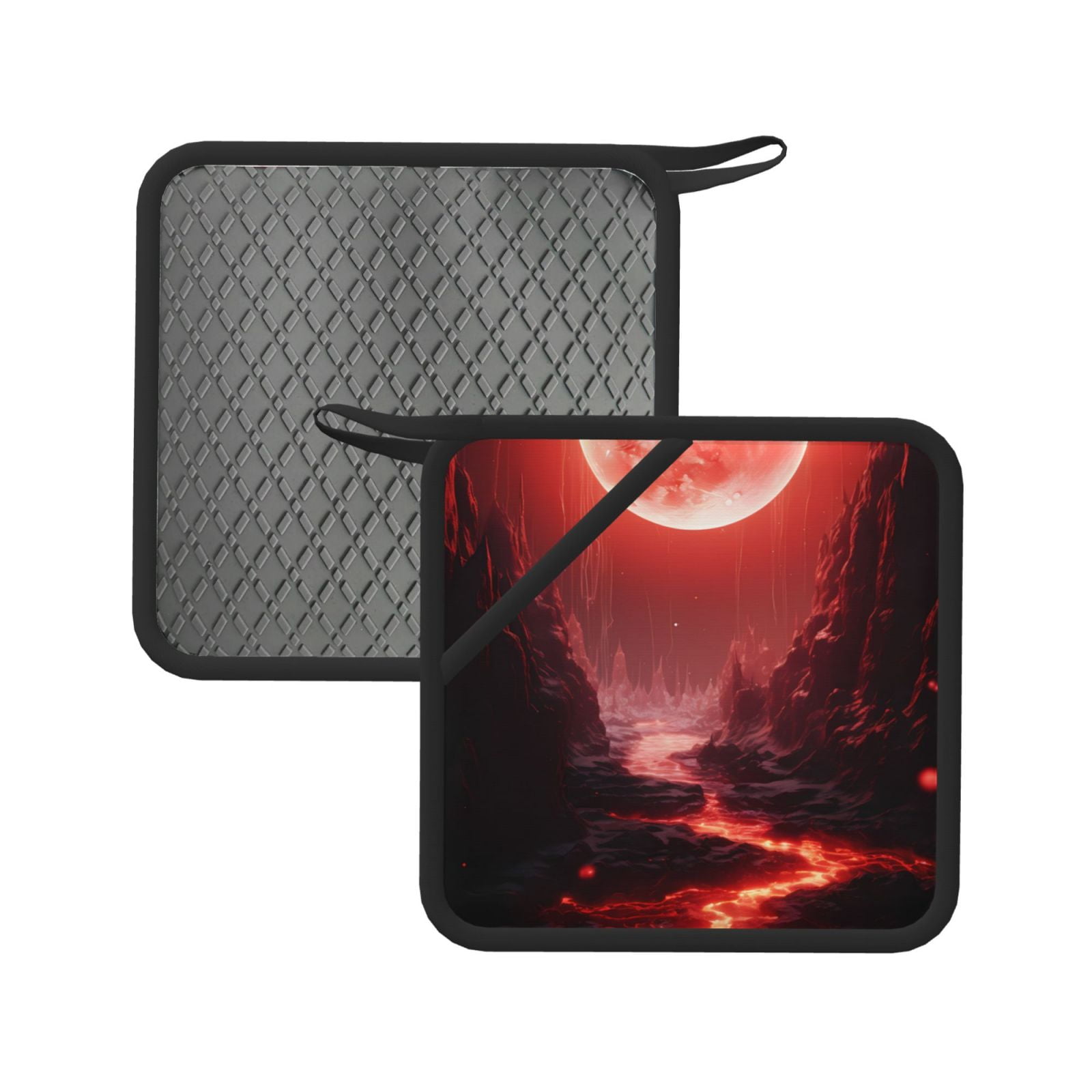 Rocae Red Moon Lava for Square Silicone Anti-scalding Mat Trivet Hot ...