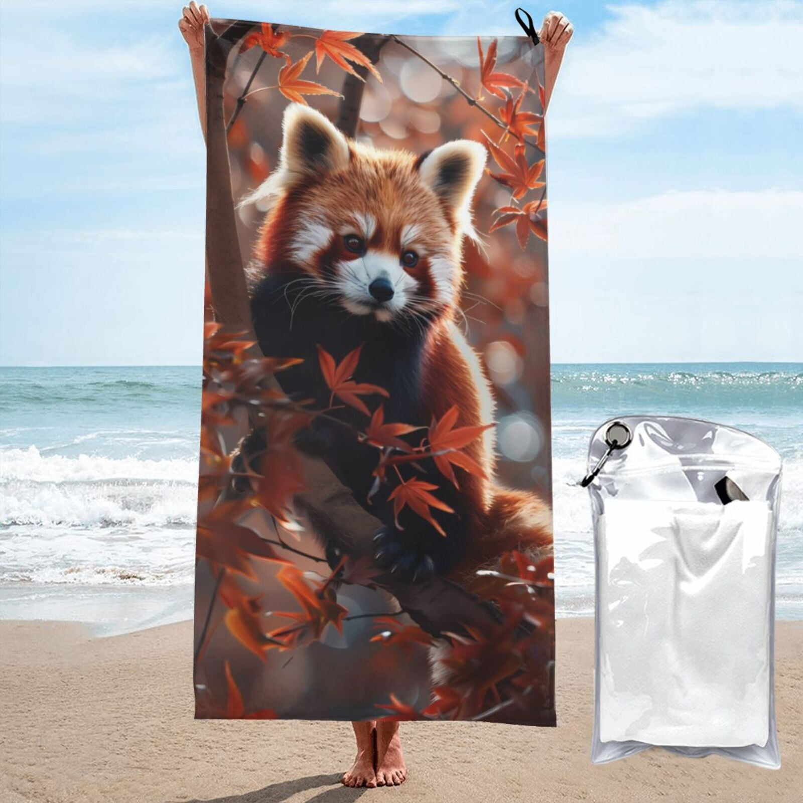 Rocae Red Panda Autumn Branches Print Lightweight and Quick Drying ...