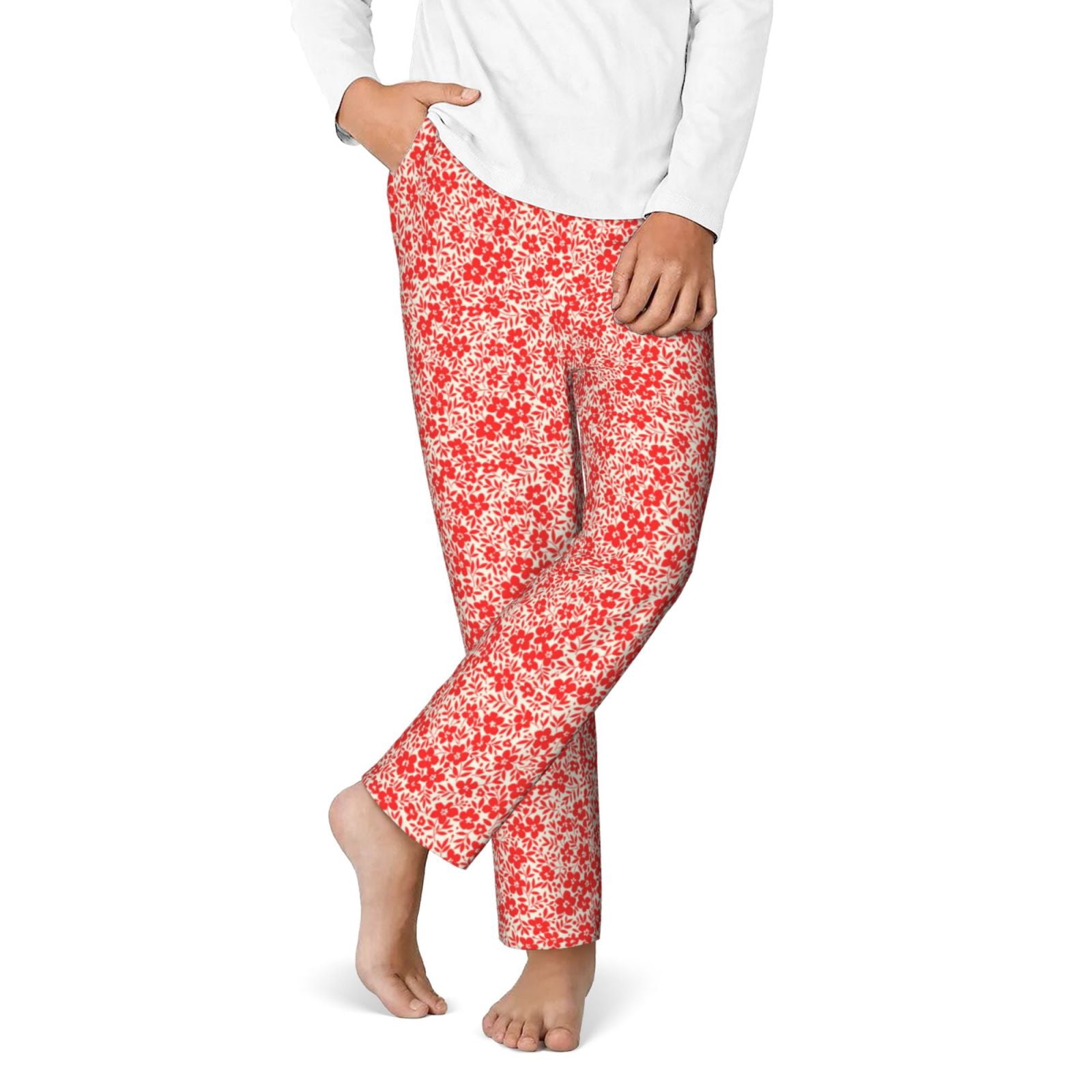 Rocae Red Pretty Flowers for Teenagers' Pajama Pants,Girls lounge pants ...