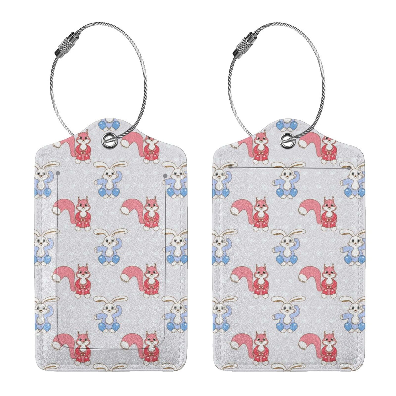 Rocae Red Squirrel And Blue Rabbit for Leather Luggage Baggage Tags ID ...