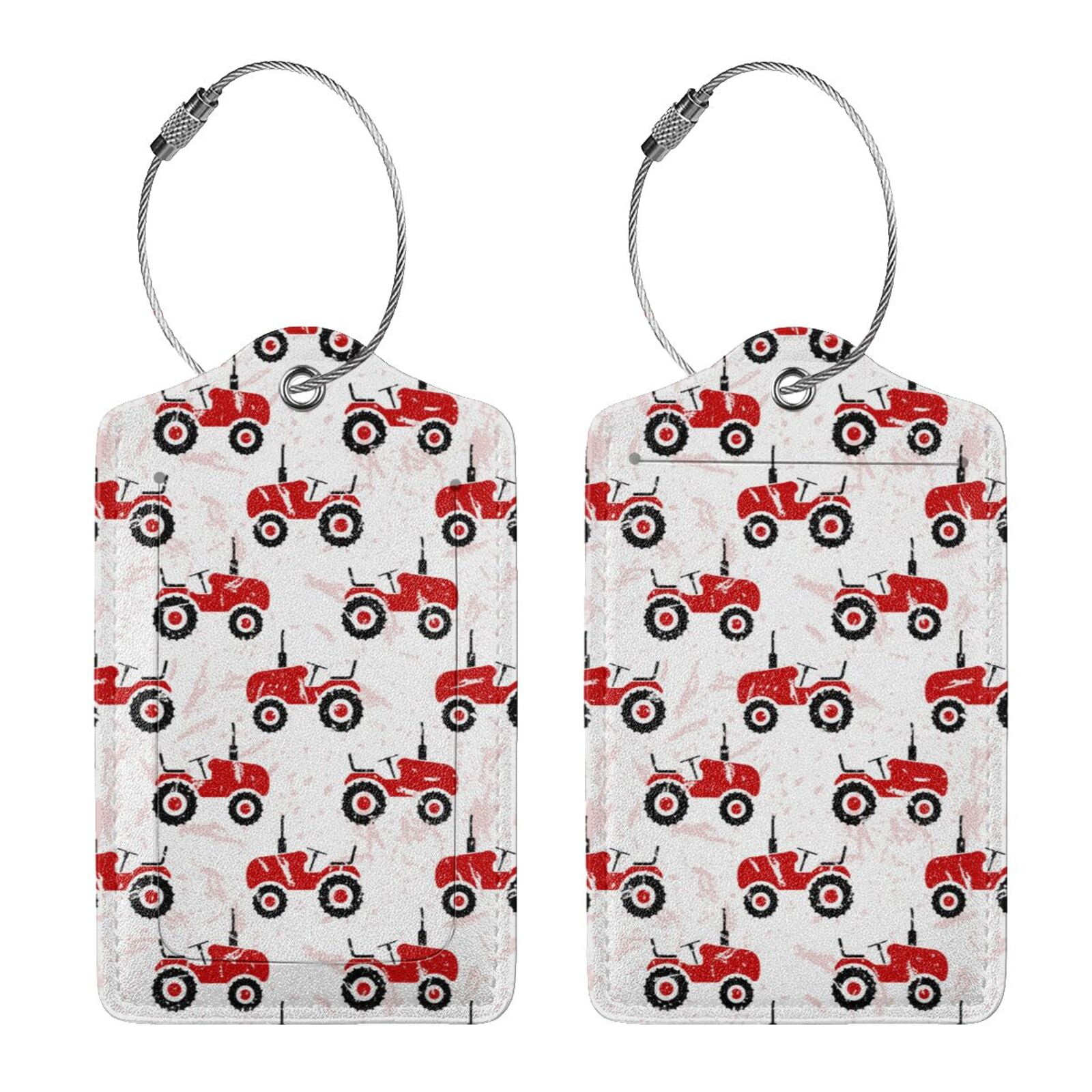 Rocae Red Wheeled Tractors for Leather Luggage Baggage Tags ID Label ...