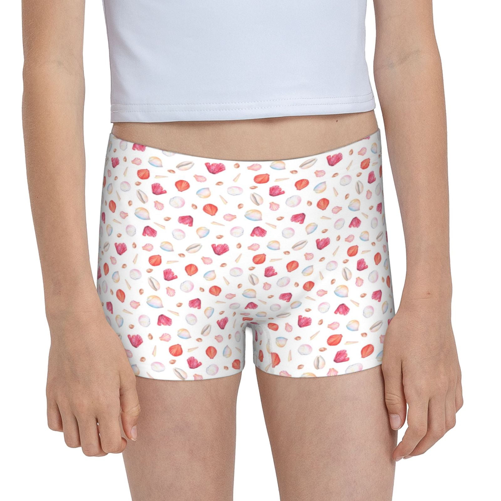Rocae Red coral and scallop seashell for Girls' Cotton Boxer Briefs ...