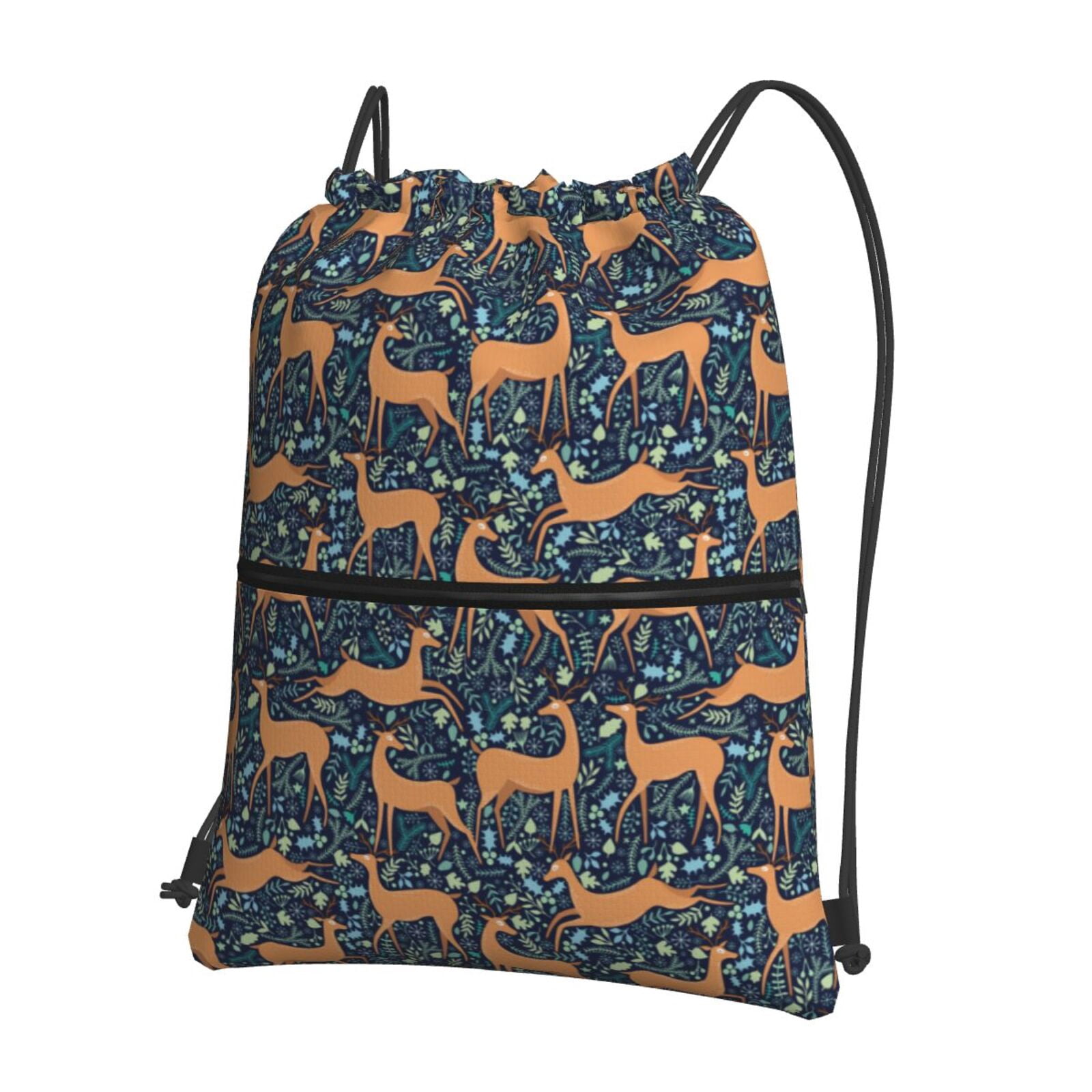 Rocae Reindeer for Drawstring zipper Backpack Gym Backpack Bag for Men ...