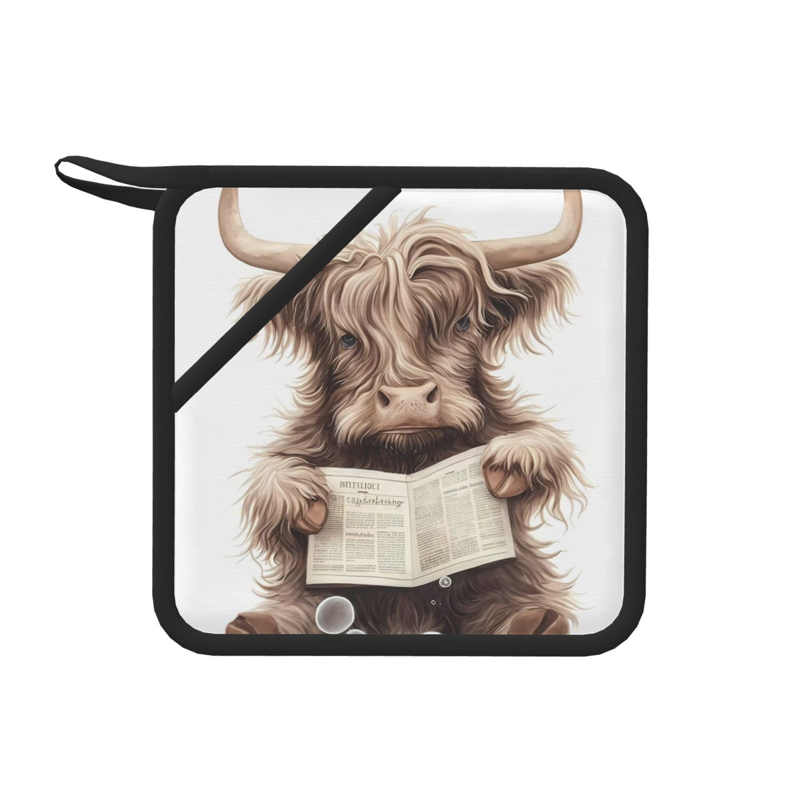 Rocae Relaxed Cute Cow Reading for Square Silicone Anti-scalding Mat ...