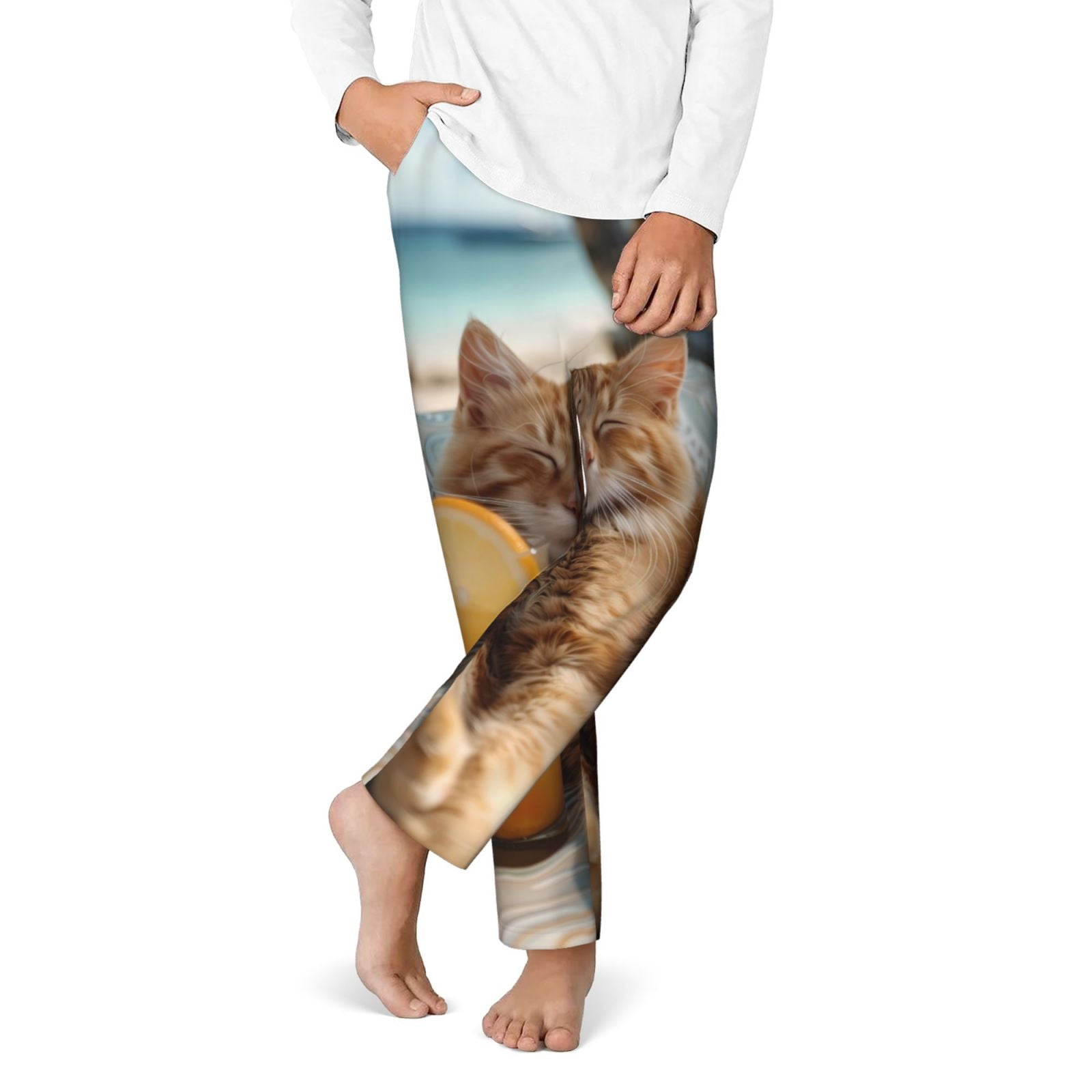 Rocae Relaxing Cat With Orange Juice for Teenagers' Pajama Pants,Girls ...