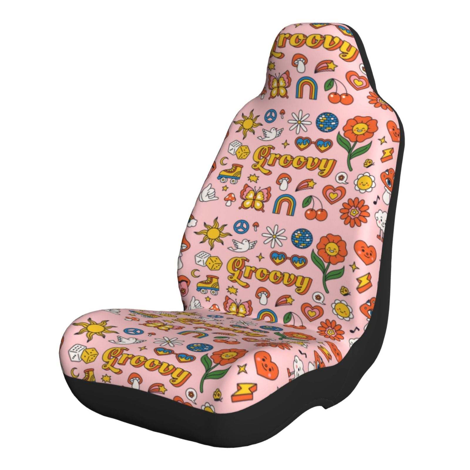 Rocae Retro 70s Hippie Print Seat Covers for Cars Trucks and SUVs,Easy ...