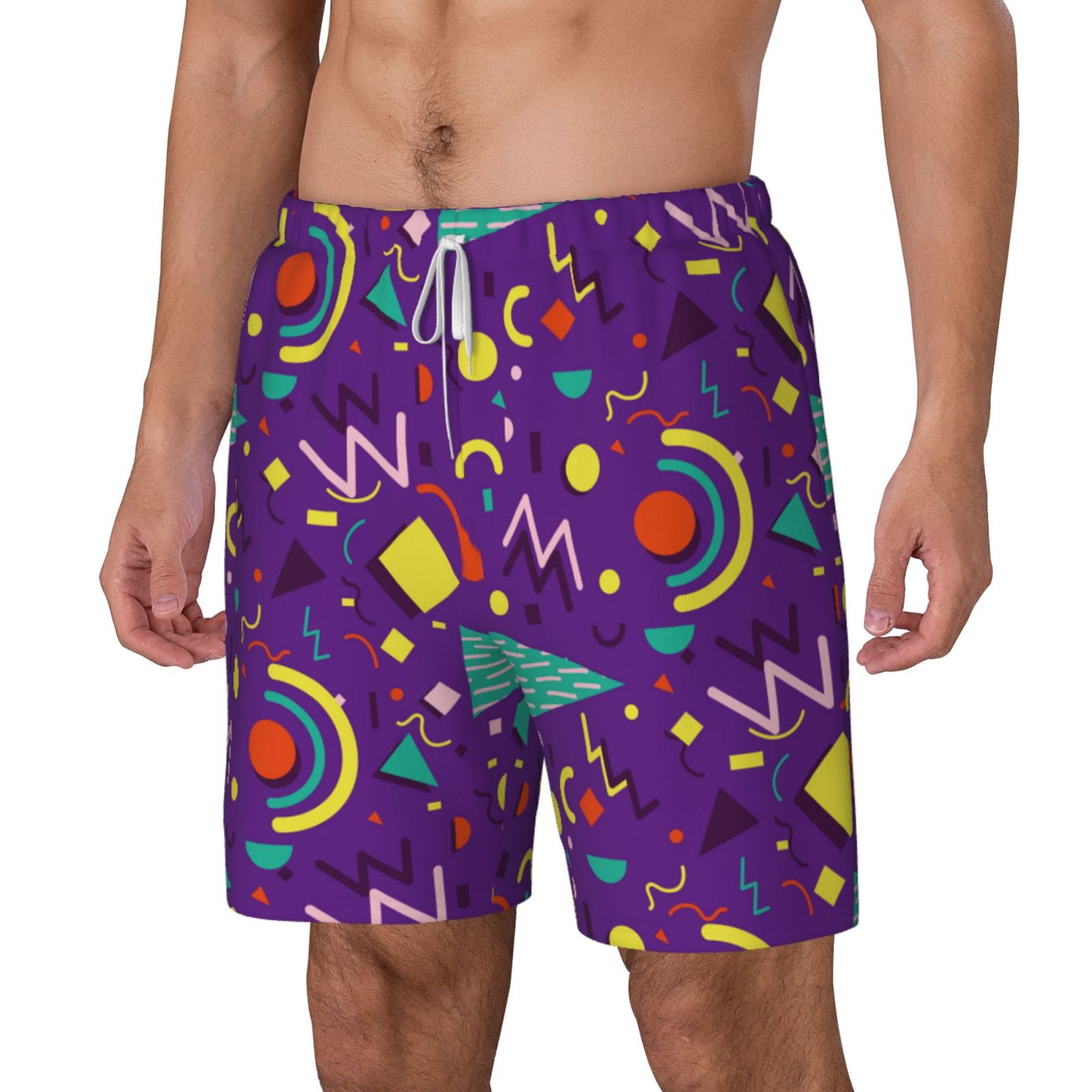 Rocae Retro 80s Style for Men's Swim Trunks Quick Dry With Two Side ...