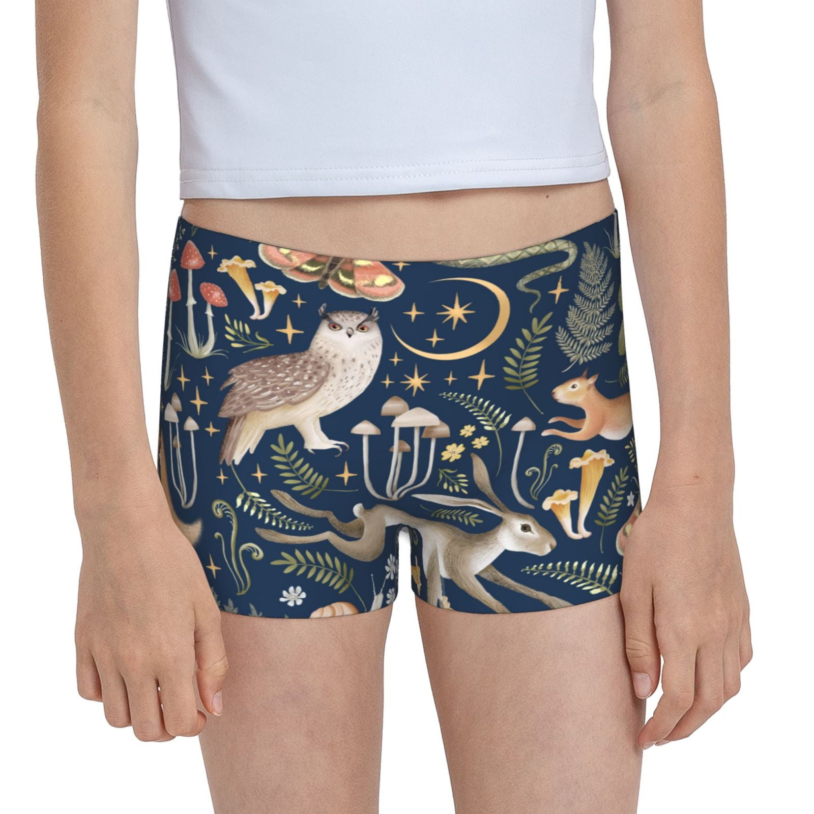 Rocae Retro Forest Animals for Girls' Cotton Boxer Briefs, Soft Mid ...
