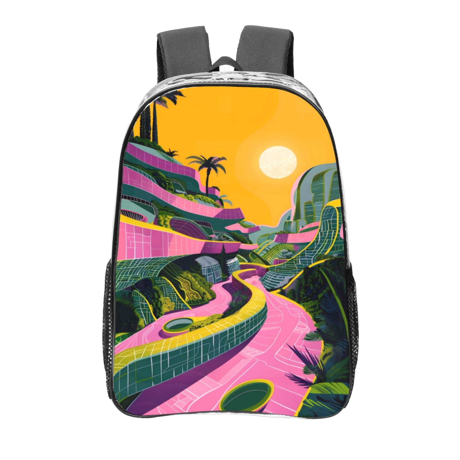 Rocae Retro Futuristic Landscape for 16inch Clear Backpack Transparent ...