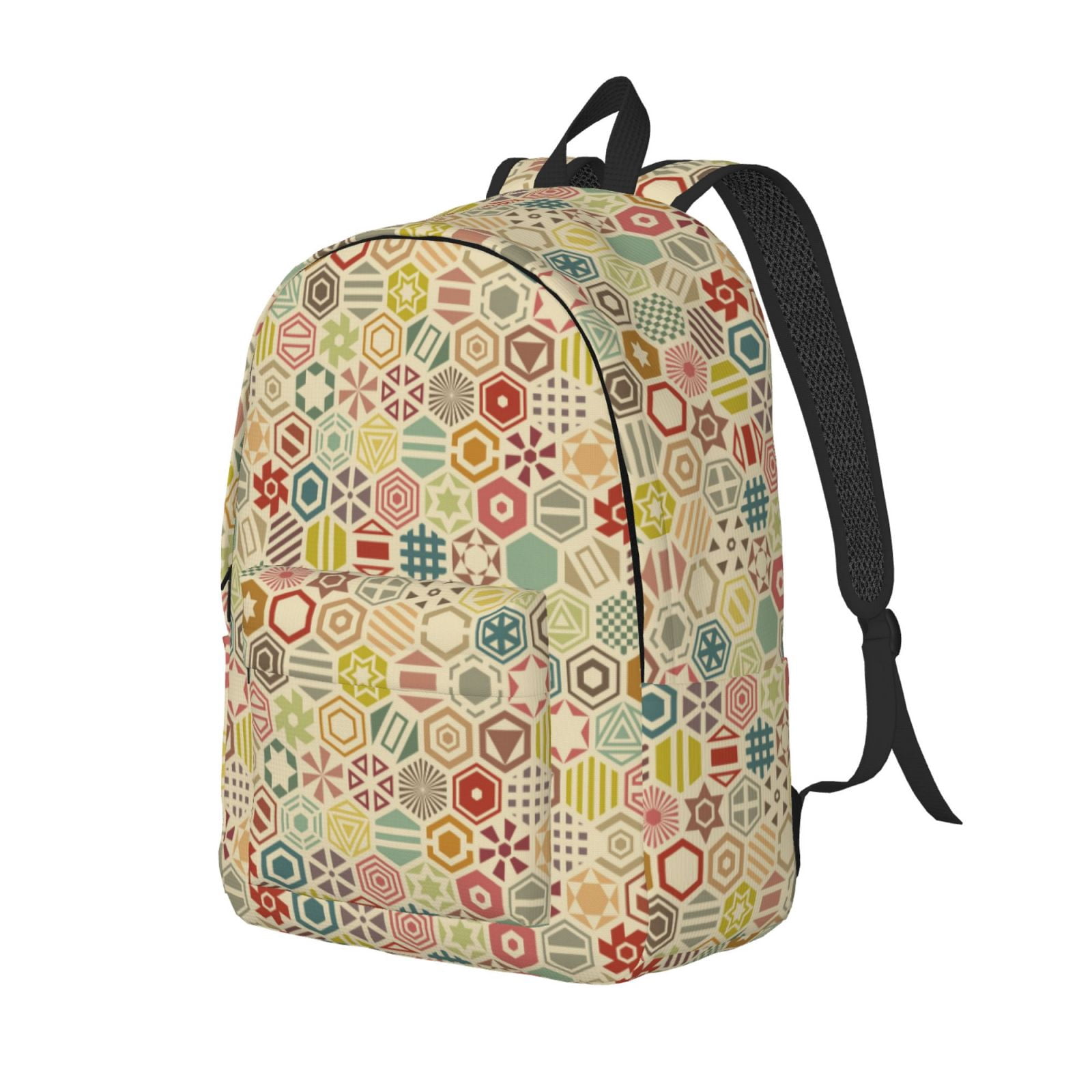 Rocae Retro Geometry for Canvas College Laptop Backpack for Men Women ...