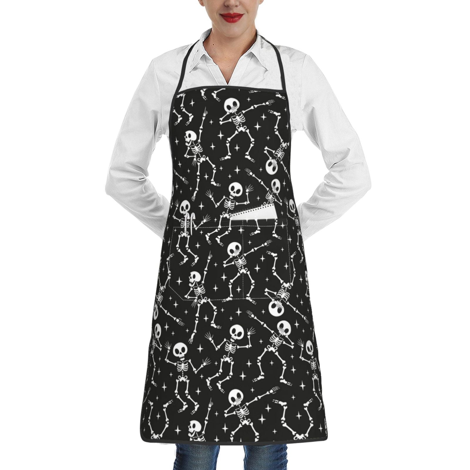 Rocae Retro Skeleton Dancing On Halloween Party for Kitchen Aprons for ...