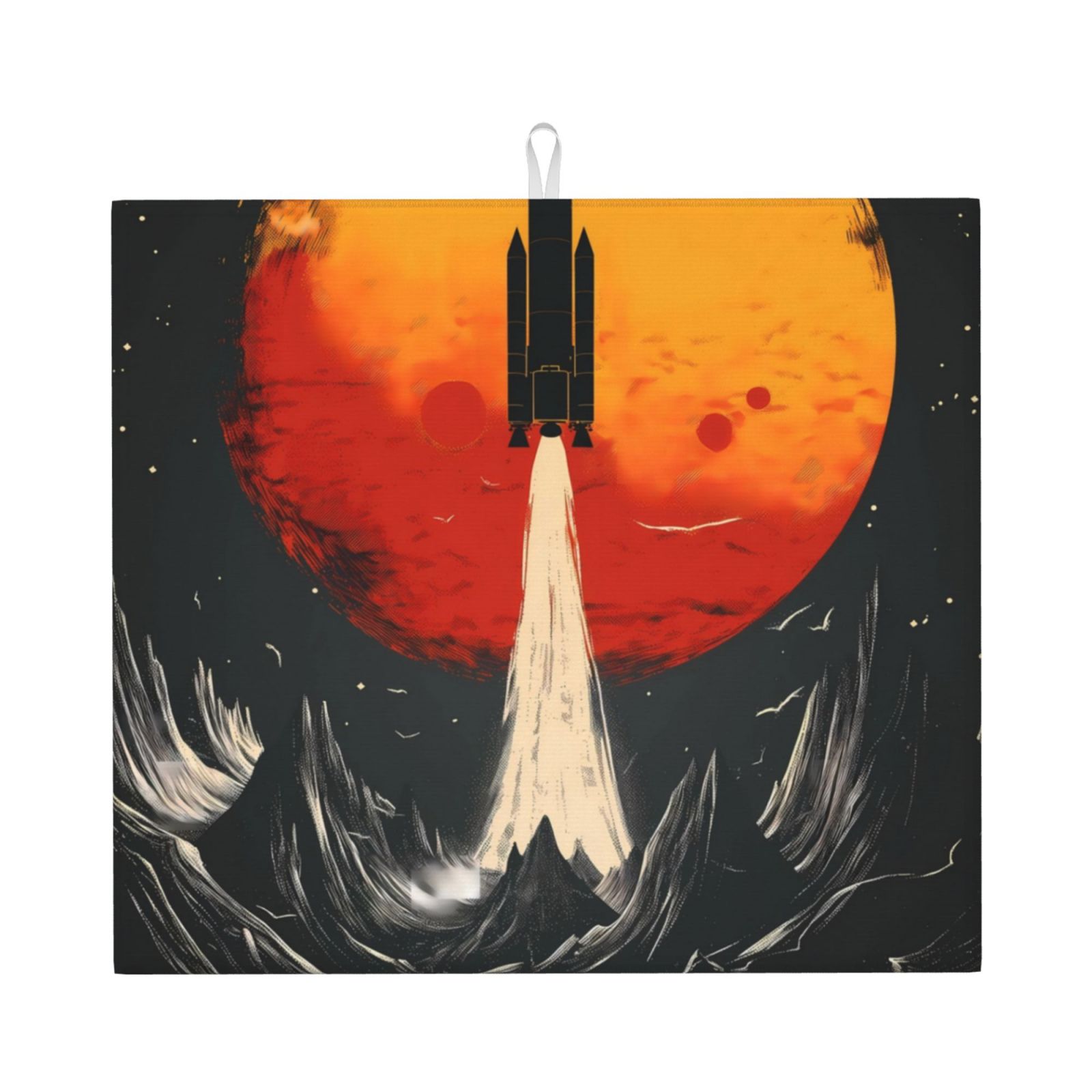 Rocae Retro Space Rocket Launch for Drying Mat for Kitchen 16*18 inch ...
