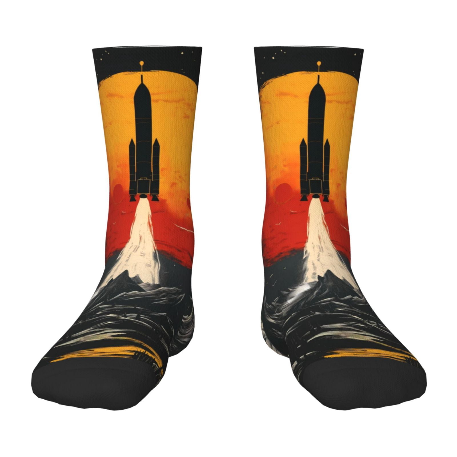 Rocae Retro Space Rocket Launch for Girls Boys Crew Socks,Children's ...