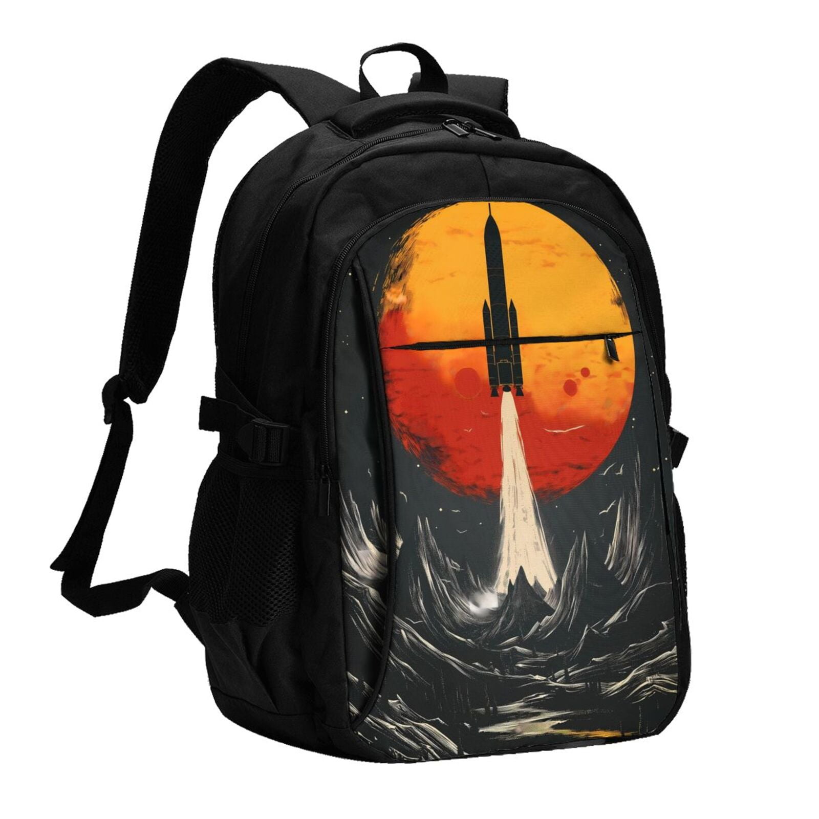 Rocae Retro Space Rocket Launch for Travel Laptop Backpack with USB ...