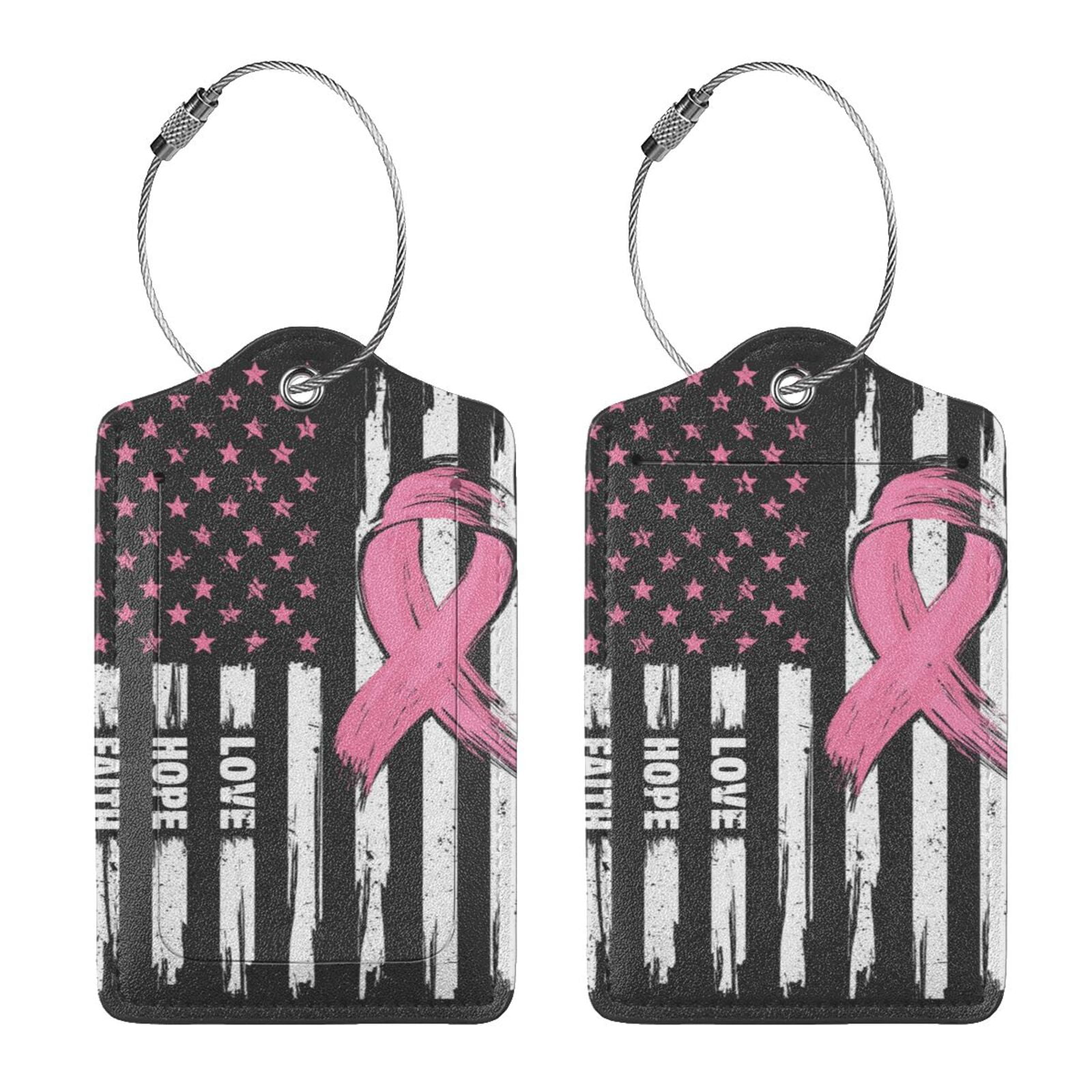 Rocae Ribbon Breast Cancer Awareness for Leather Luggage Baggage Tags ...