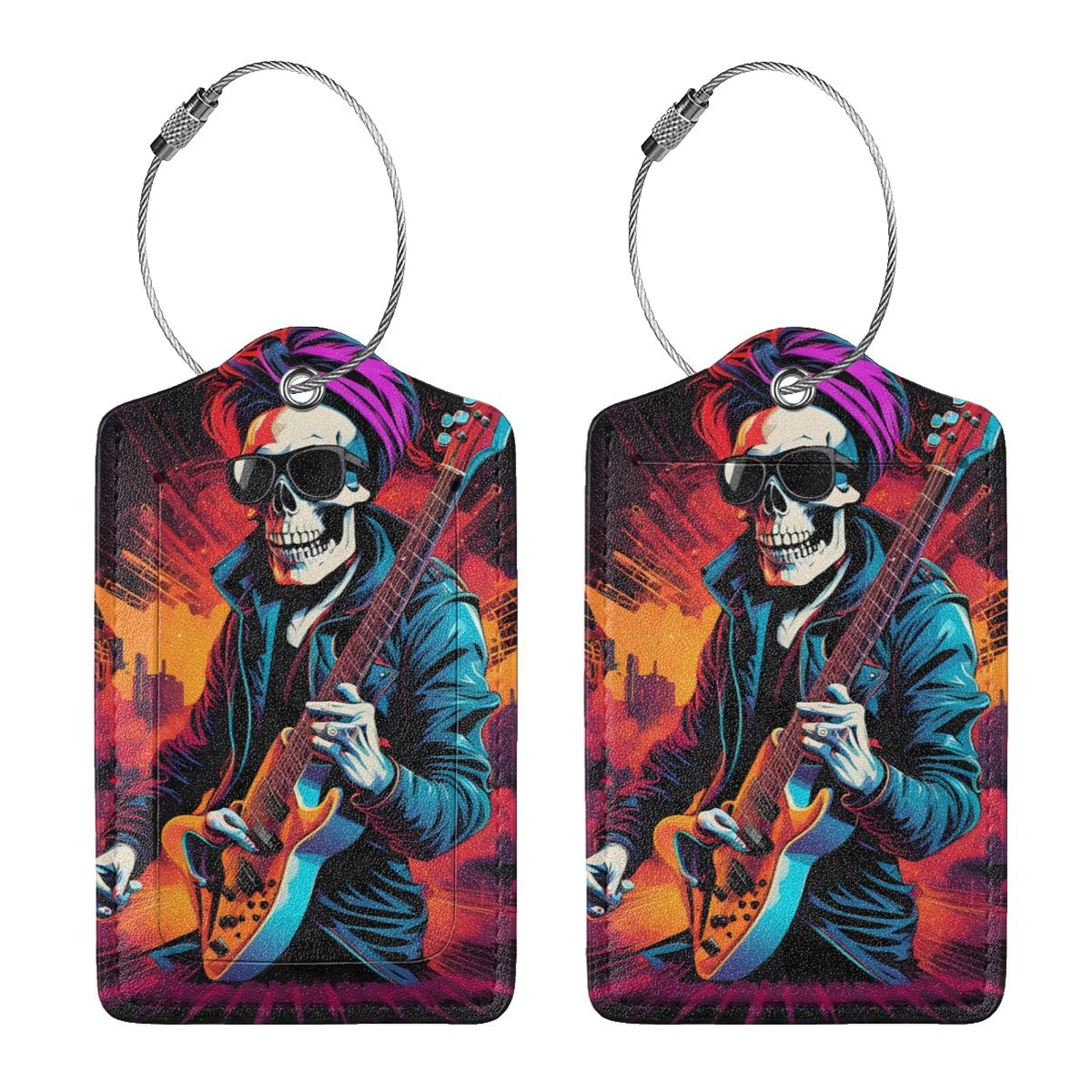 Rocae Rock Skull Singer for Leather Luggage Baggage Tags ID Label ...