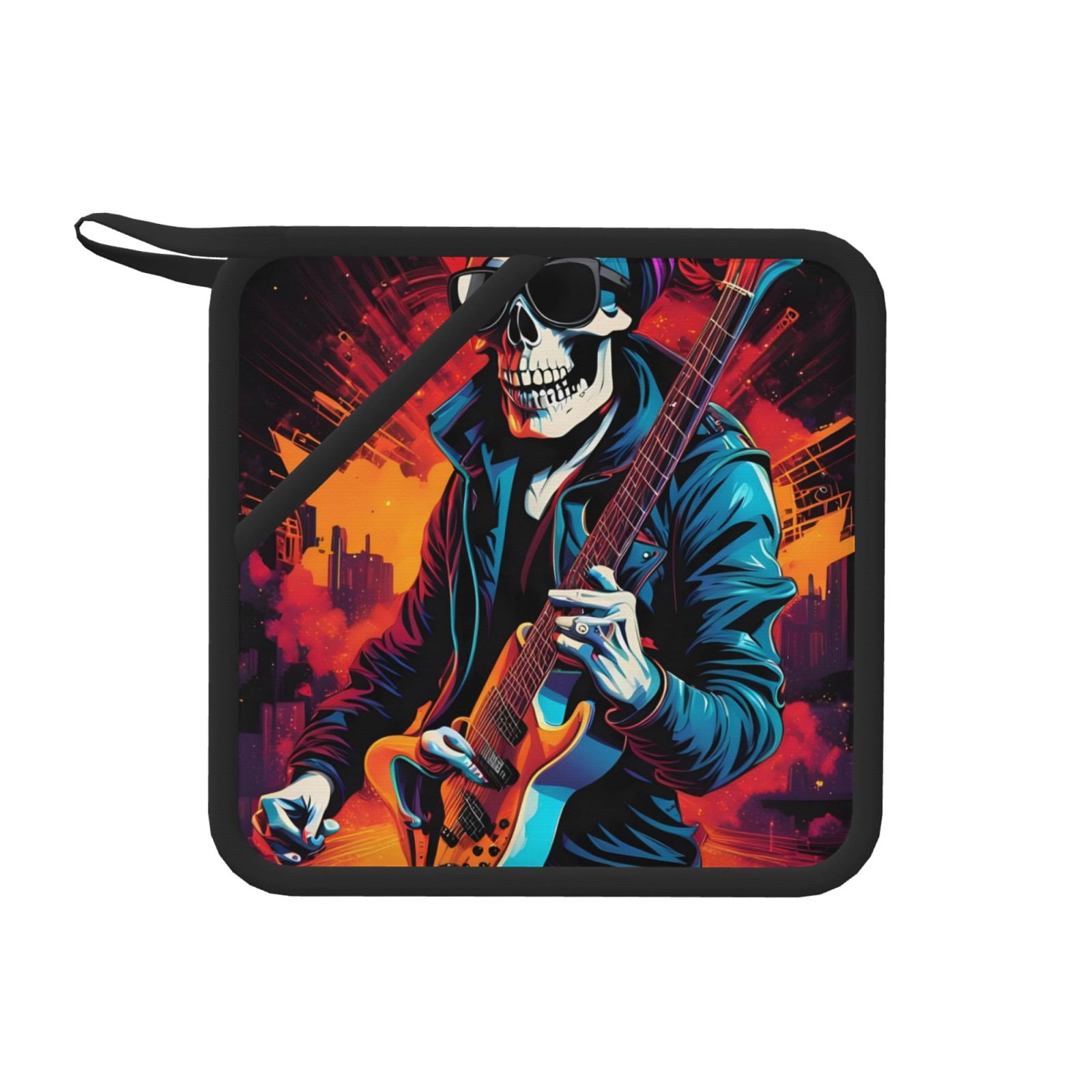Rocae Rock Skull Singer for Square Silicone Anti-scalding Mat Trivet ...