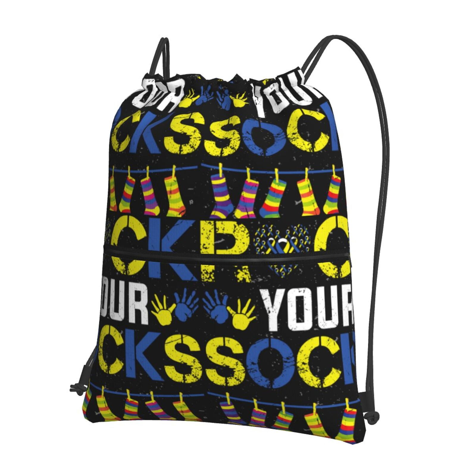 Rocae Rock Your Socks for Drawstring zipper Backpack Gym Backpack Bag ...