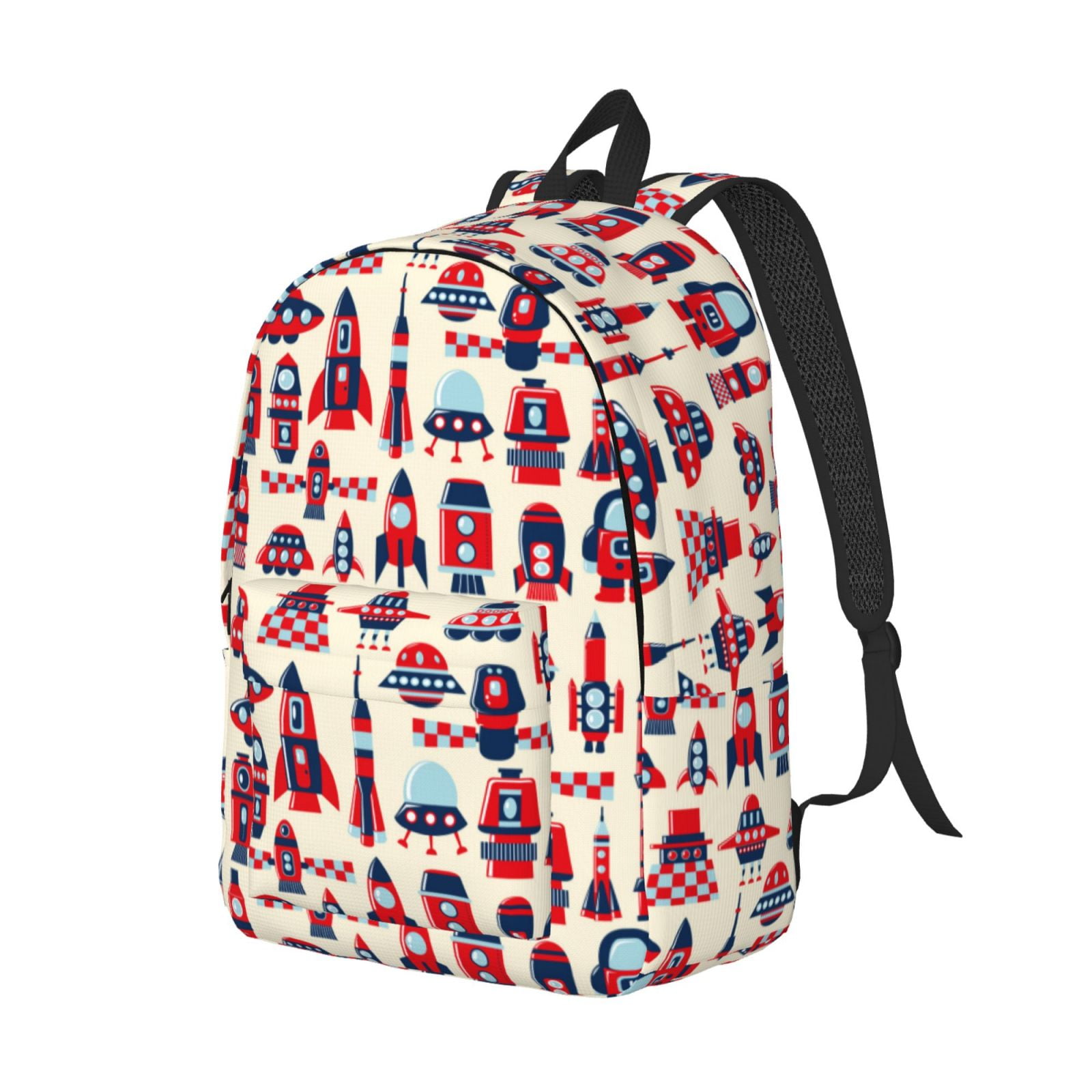 Rocae Rocket Pattern for Durable Canvas Backpack Leisure Large Bag ...