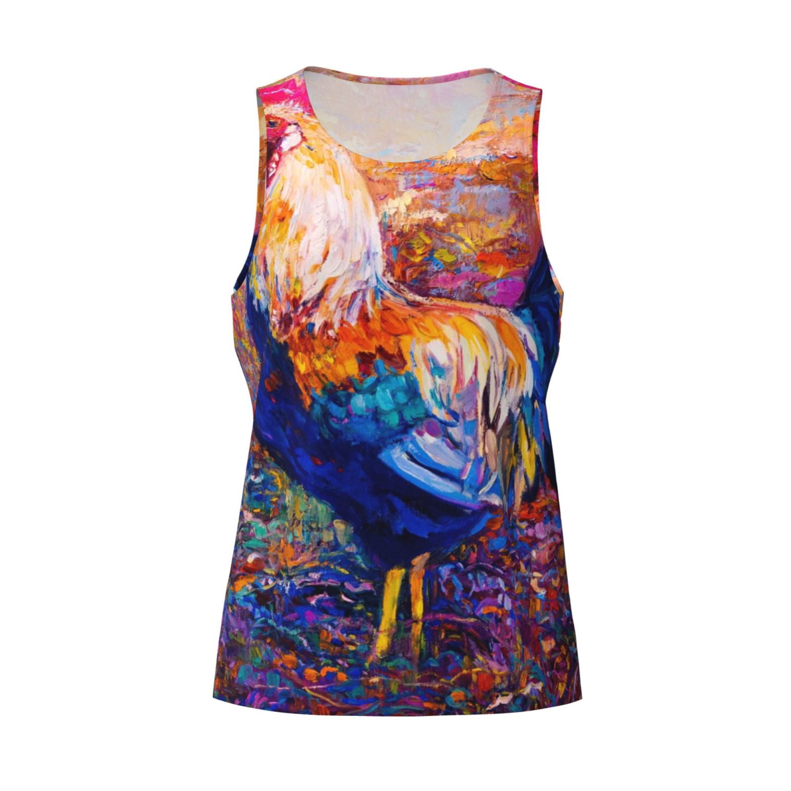 Rocae Rooster Oil Painting for Men's Workout Tank Top Men's Running ...