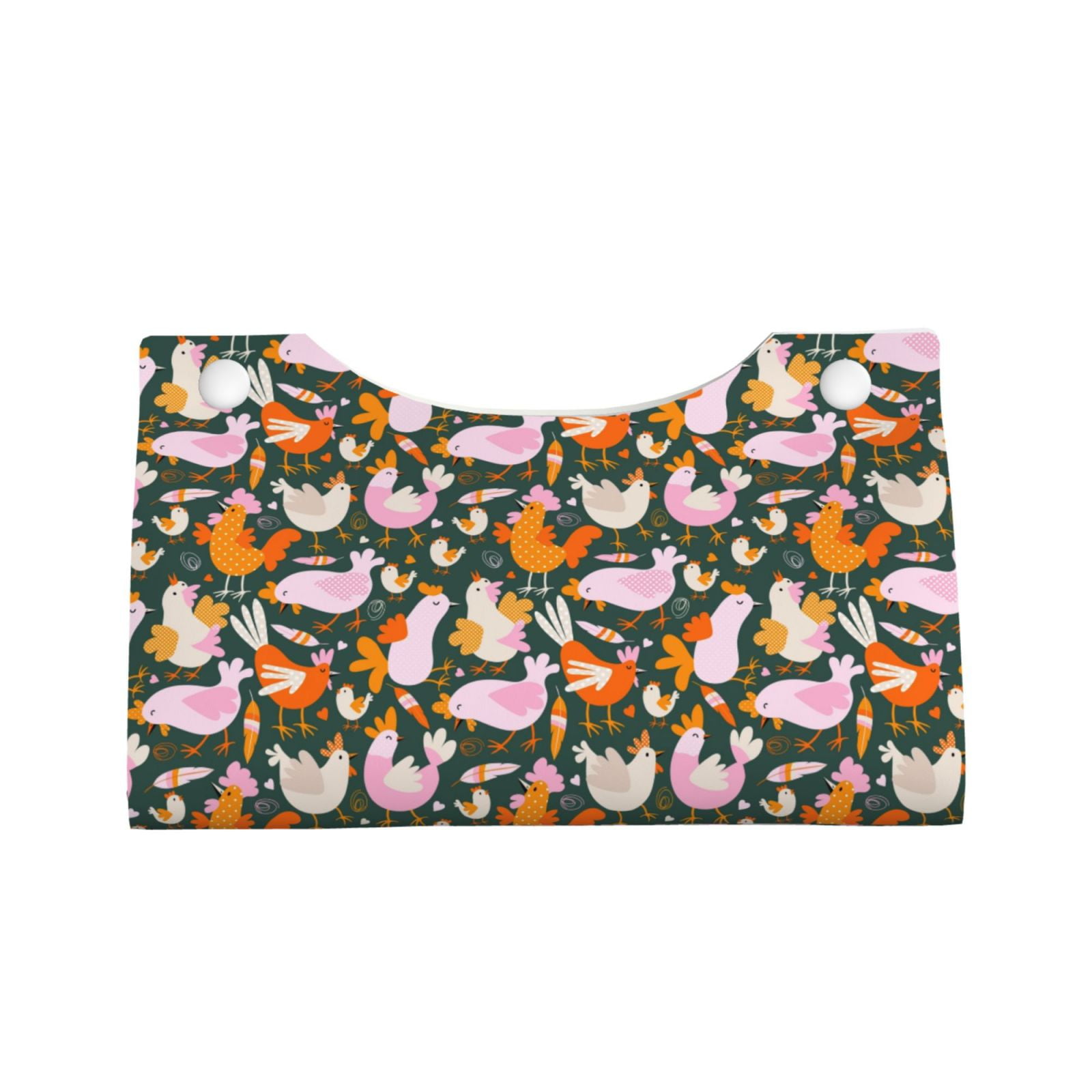 Rocae Roosters and Chicks Print Long Tissue Box Lid Durable Leather ...