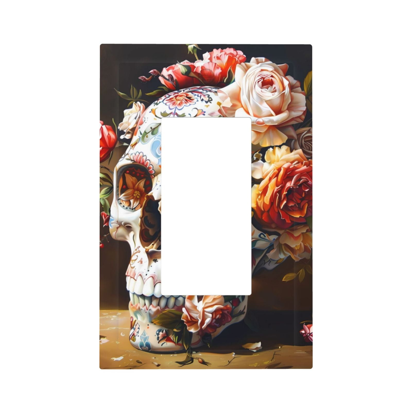 Rocae Rose Floral Skull for Decorator Light Switch or Receptacle Outlet ...