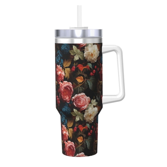 Rocae Rose Flowers for 40OZ Ice Bully With Handle Keeps Drinks Hot or ...