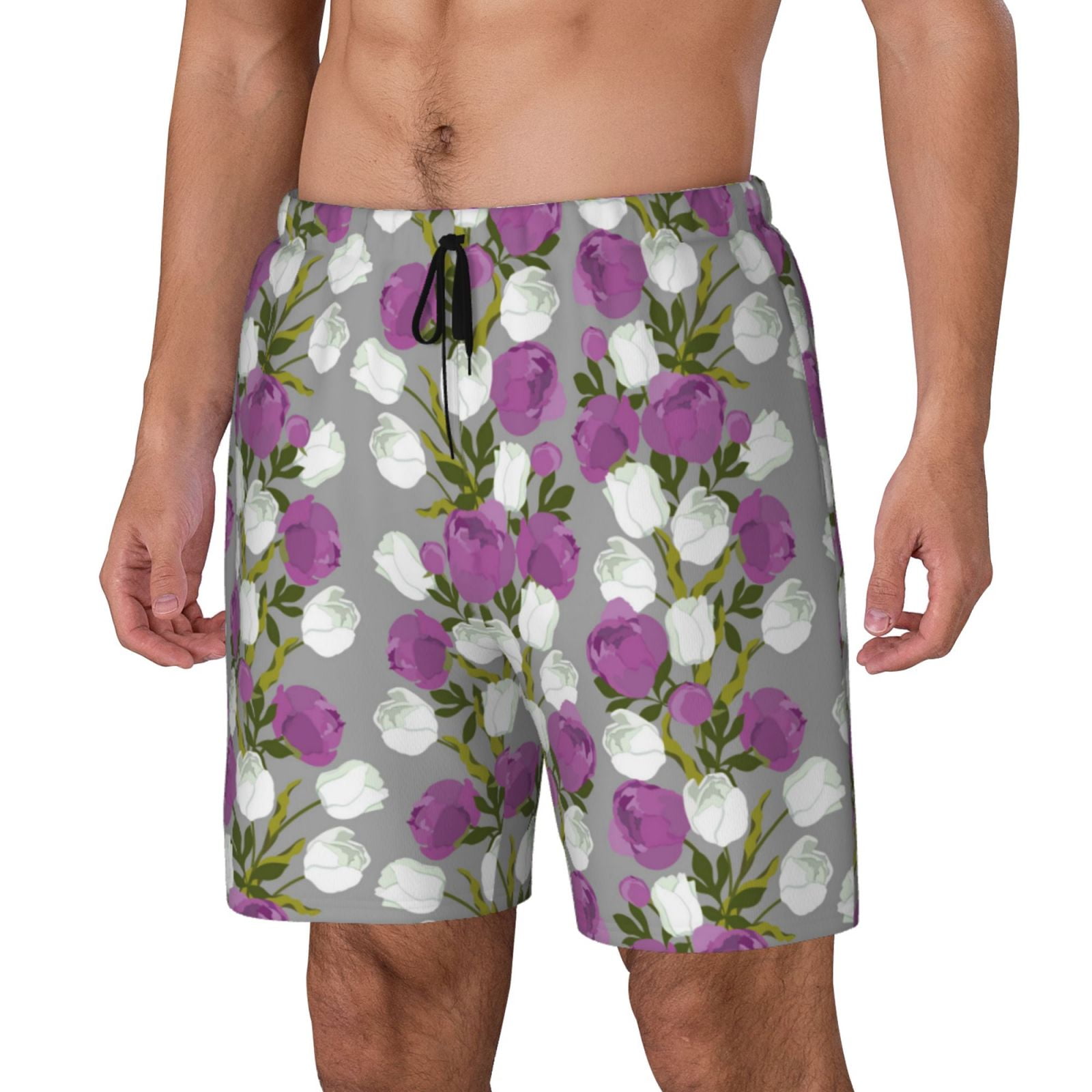 Rocae Rose Flowers for Men's Swim Trunks Quick Dry With Two Side ...