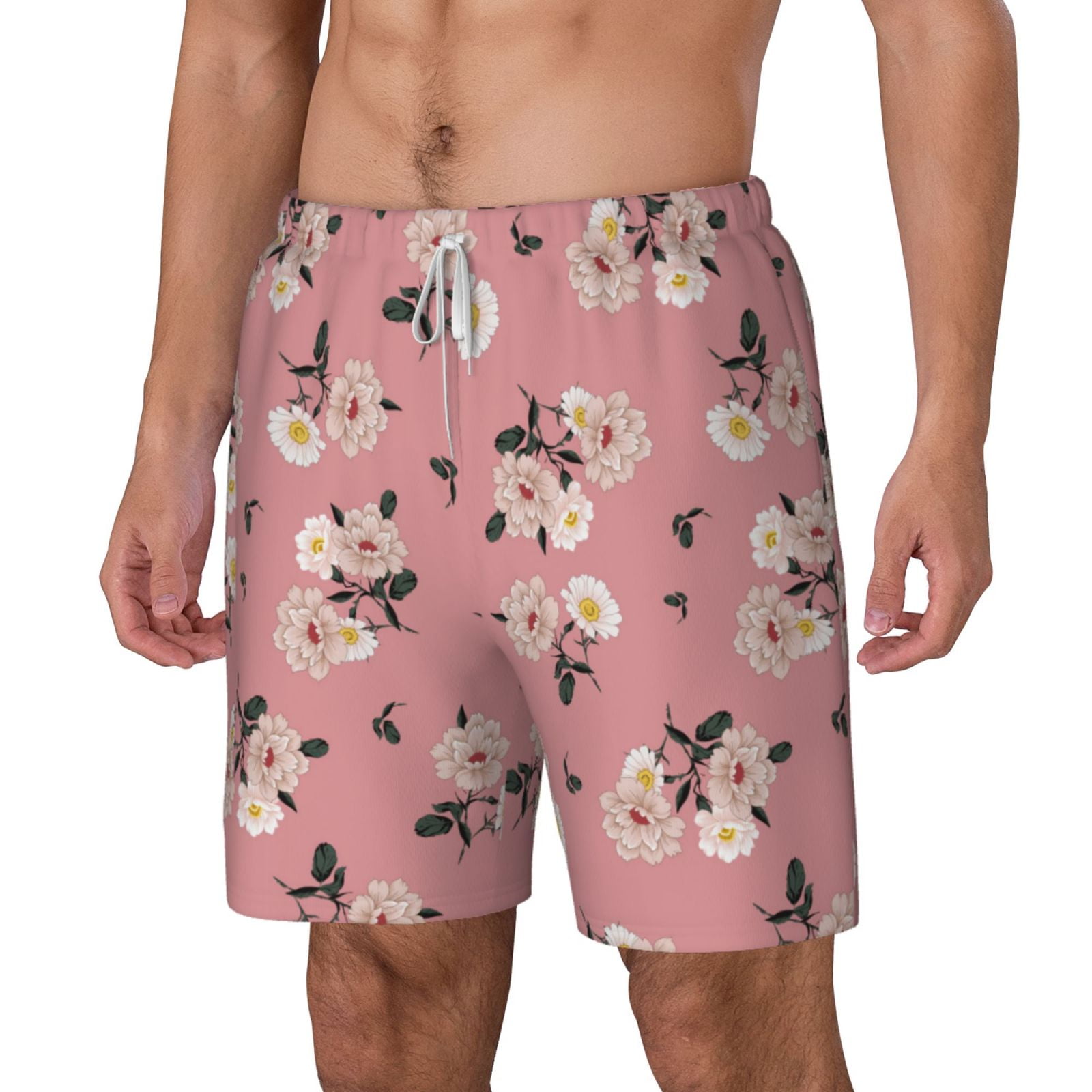 Rocae Rose Flowers for Men's Swim Trunks Quick Dry With Two Side ...
