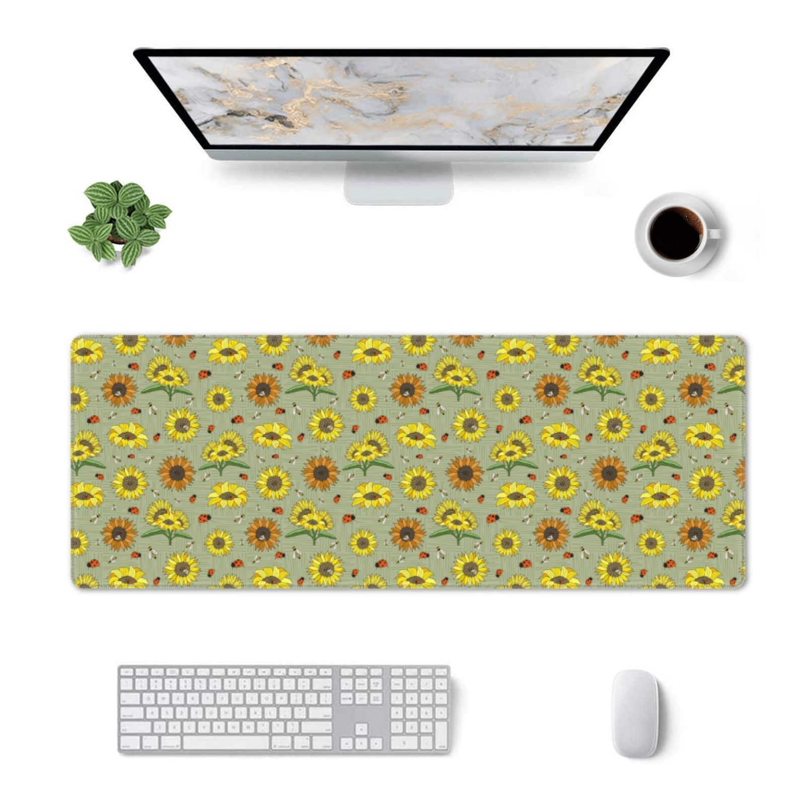Rocae Sage Green With Sunflowers for Gaming Mouse Pad, Mouse Pad Large ...