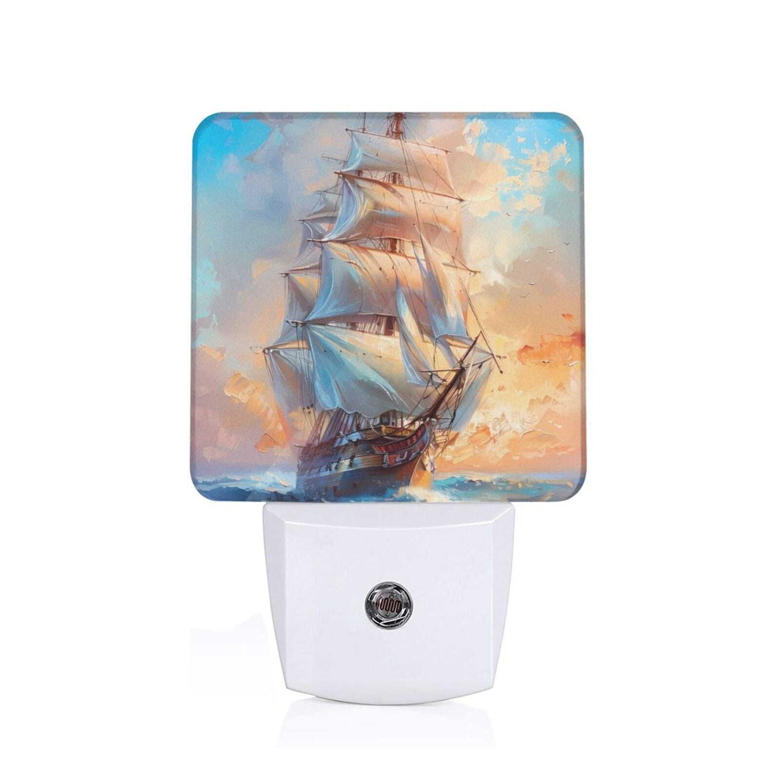 Rocae Sailing Ship Ocean Sunset for 0.5W Plug in Night Light, Dusk to ...