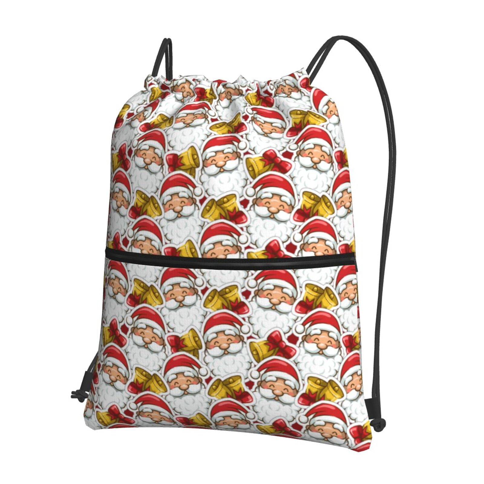 Rocae Santa Claus bells for Drawstring zipper Backpack Gym Backpack Bag ...